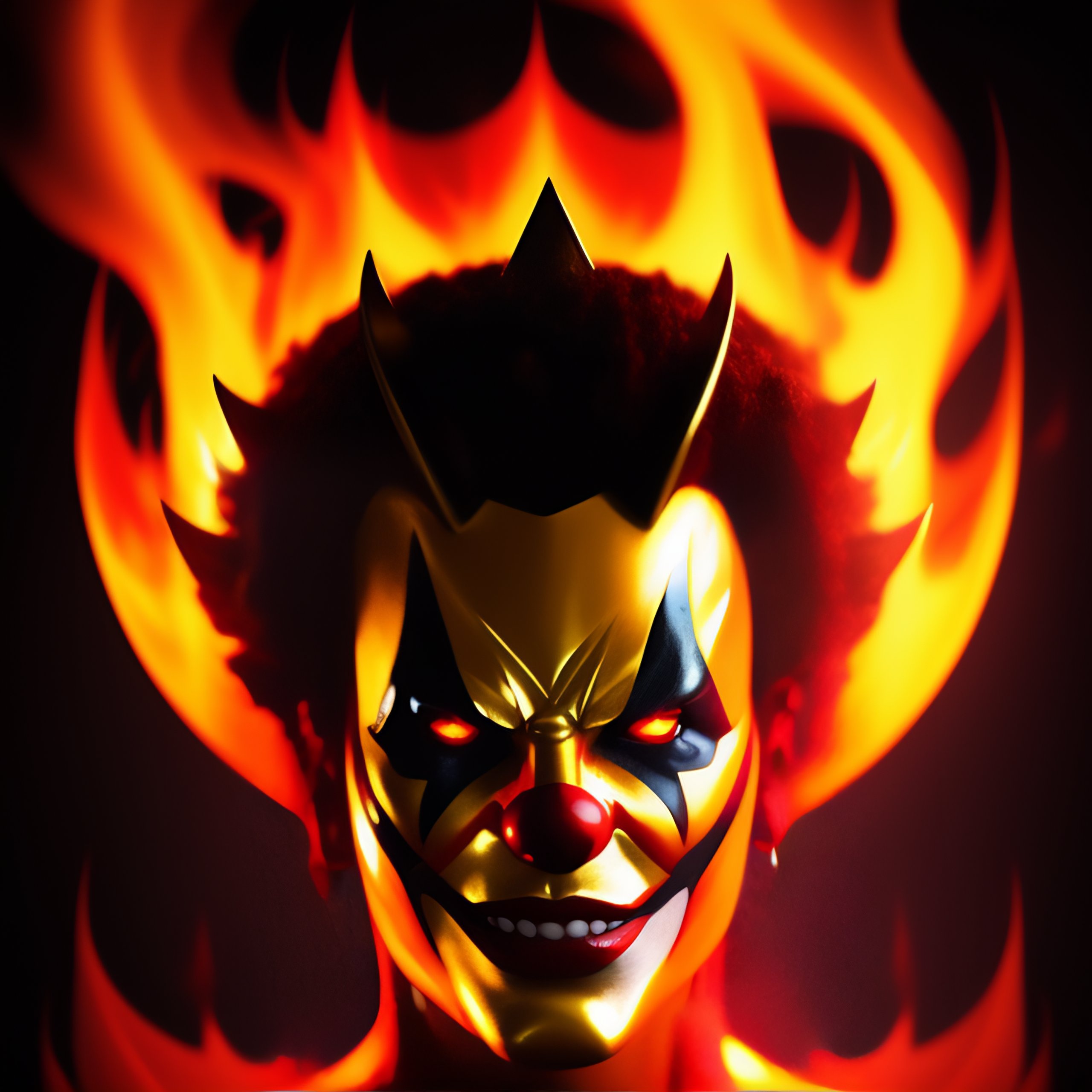 Lexica - Marvel comic style, crown of flames, horror, clown, ambient ...