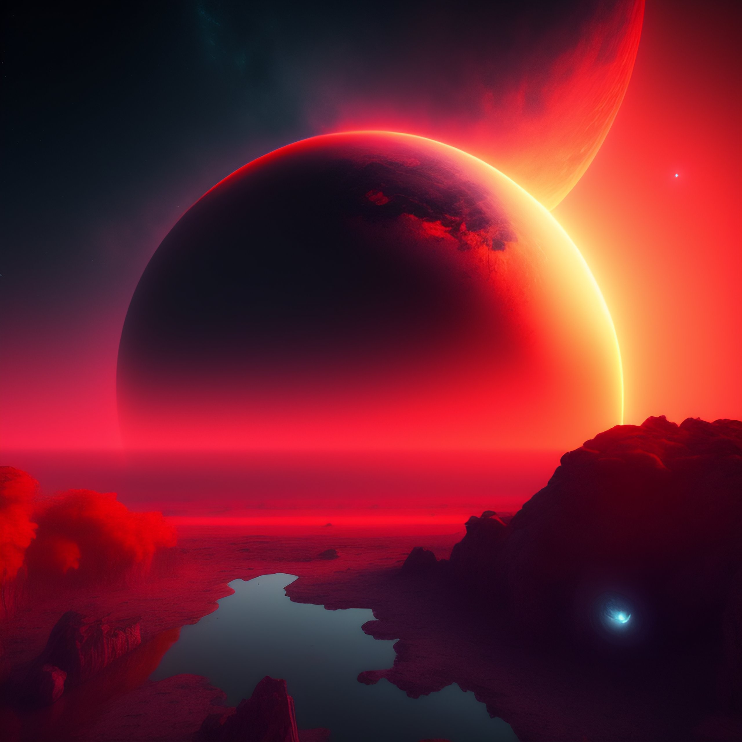 Lexica - New planet, red, red sky, depth, creepy, monsters, eyes ...