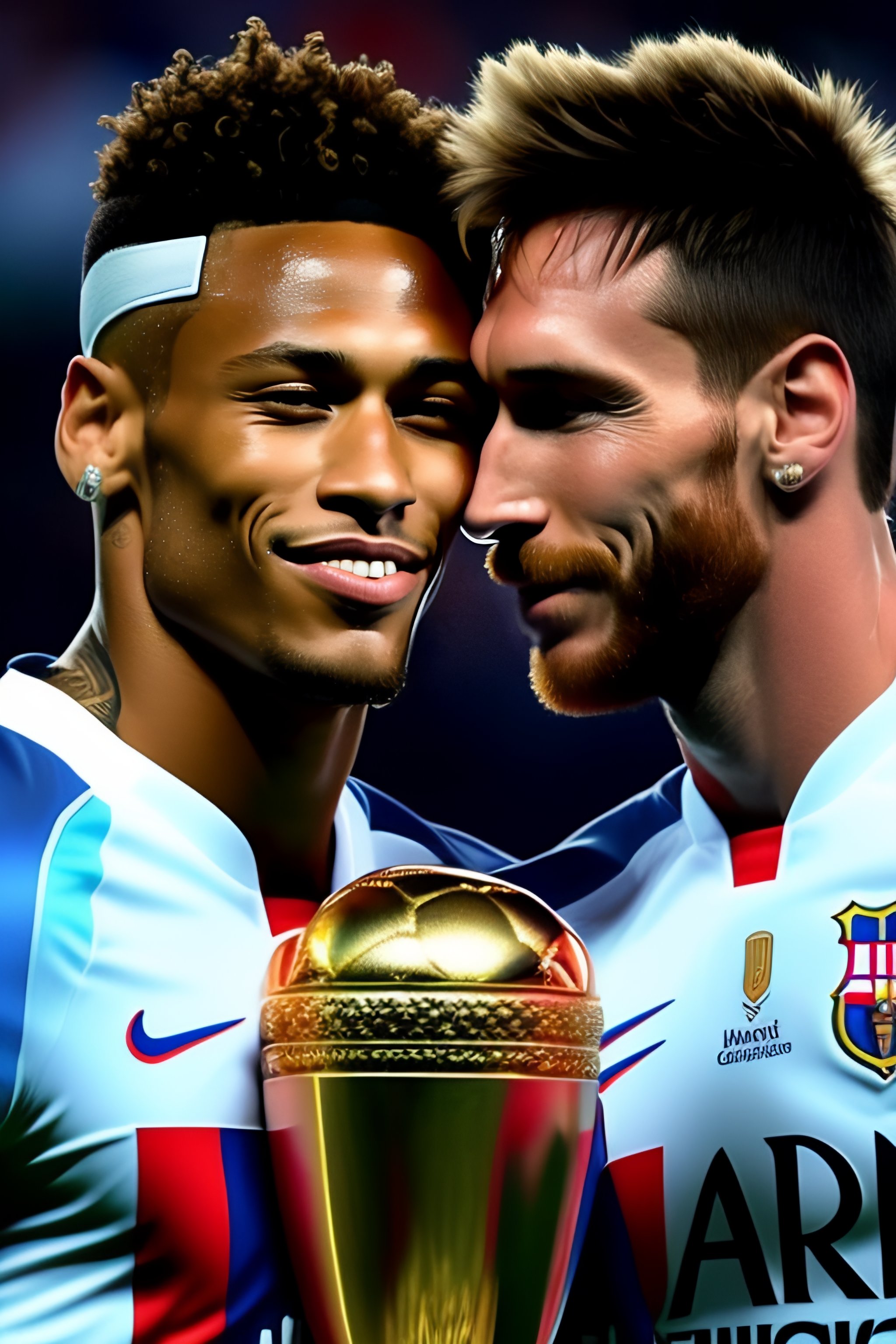 Lexica - Neymar and Messi stand on the Parc des Princes in Paris ...