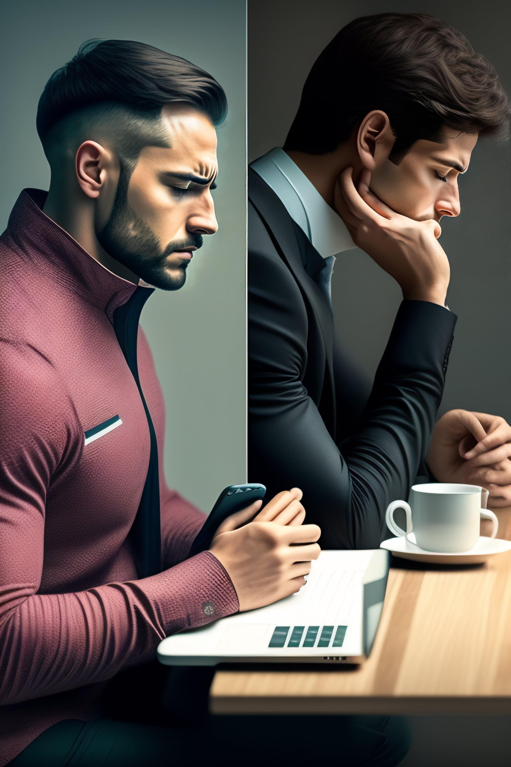 Lexica - The second image shows a person with poor posture, hunched ...