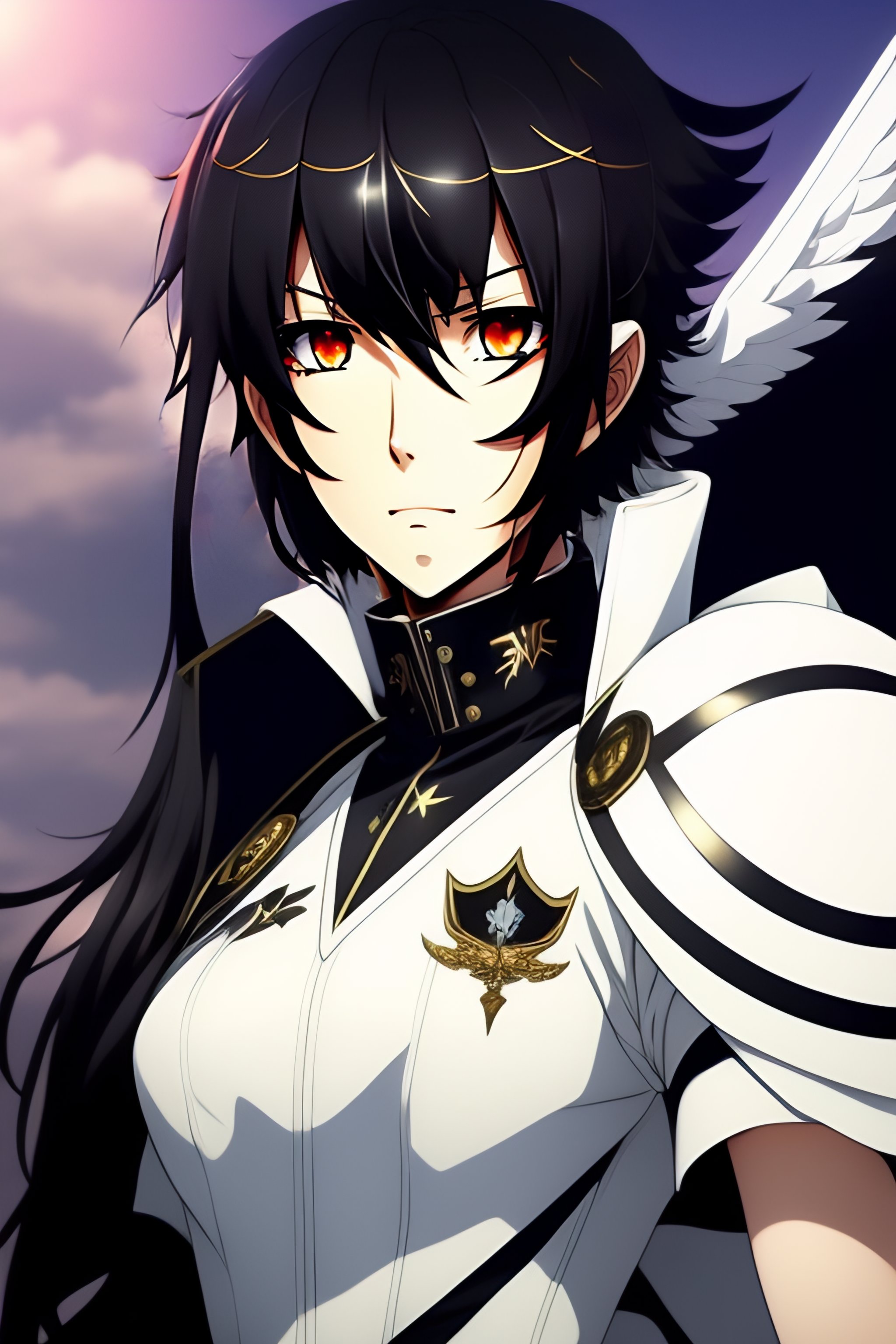 Lexica - Manga character with a Seraph of the End uniform and black ...