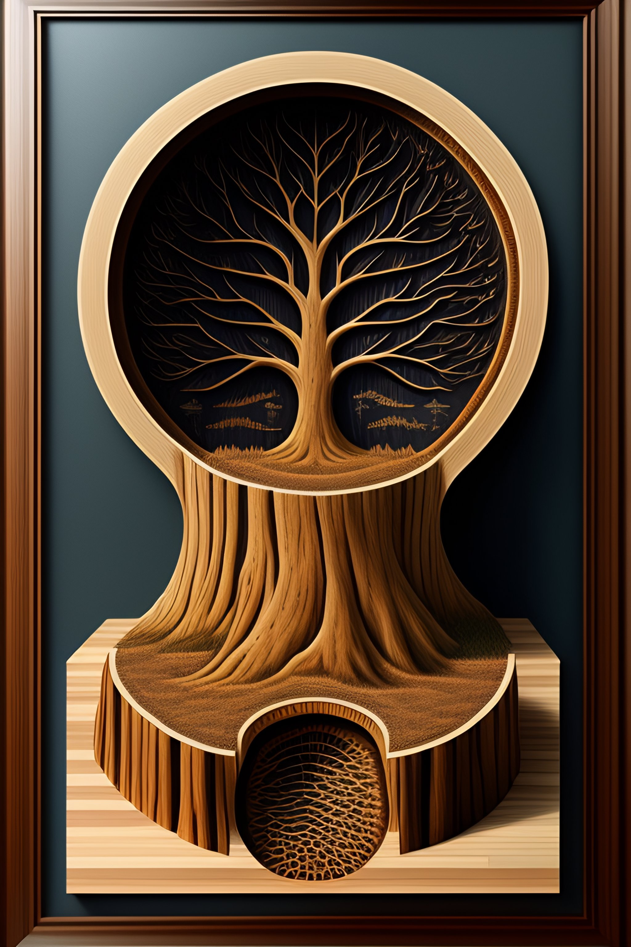 Lexica - Canvas wall print of a tree stump with a cross section cut in ...