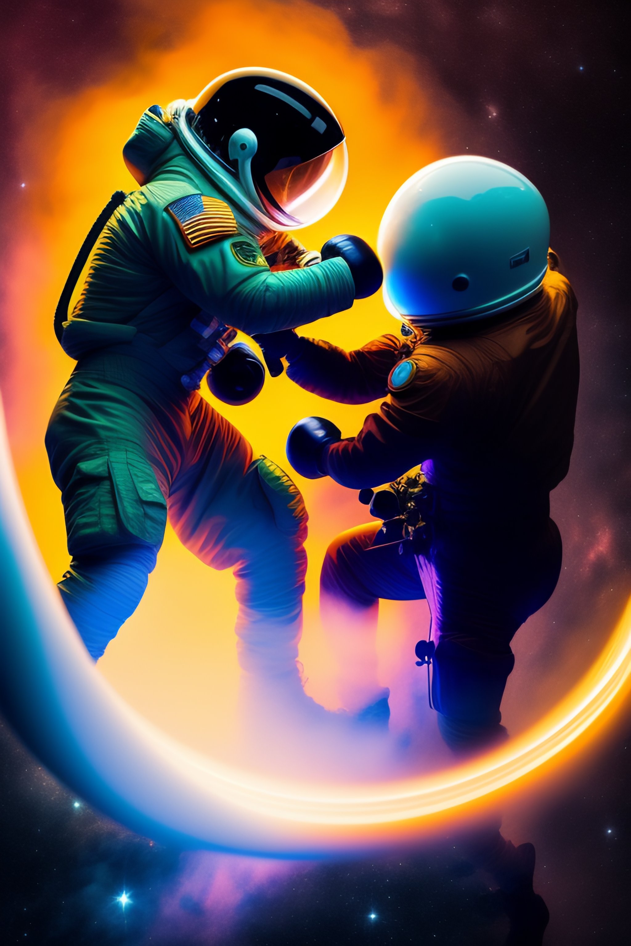 Lexica - Astronaut punching an alien