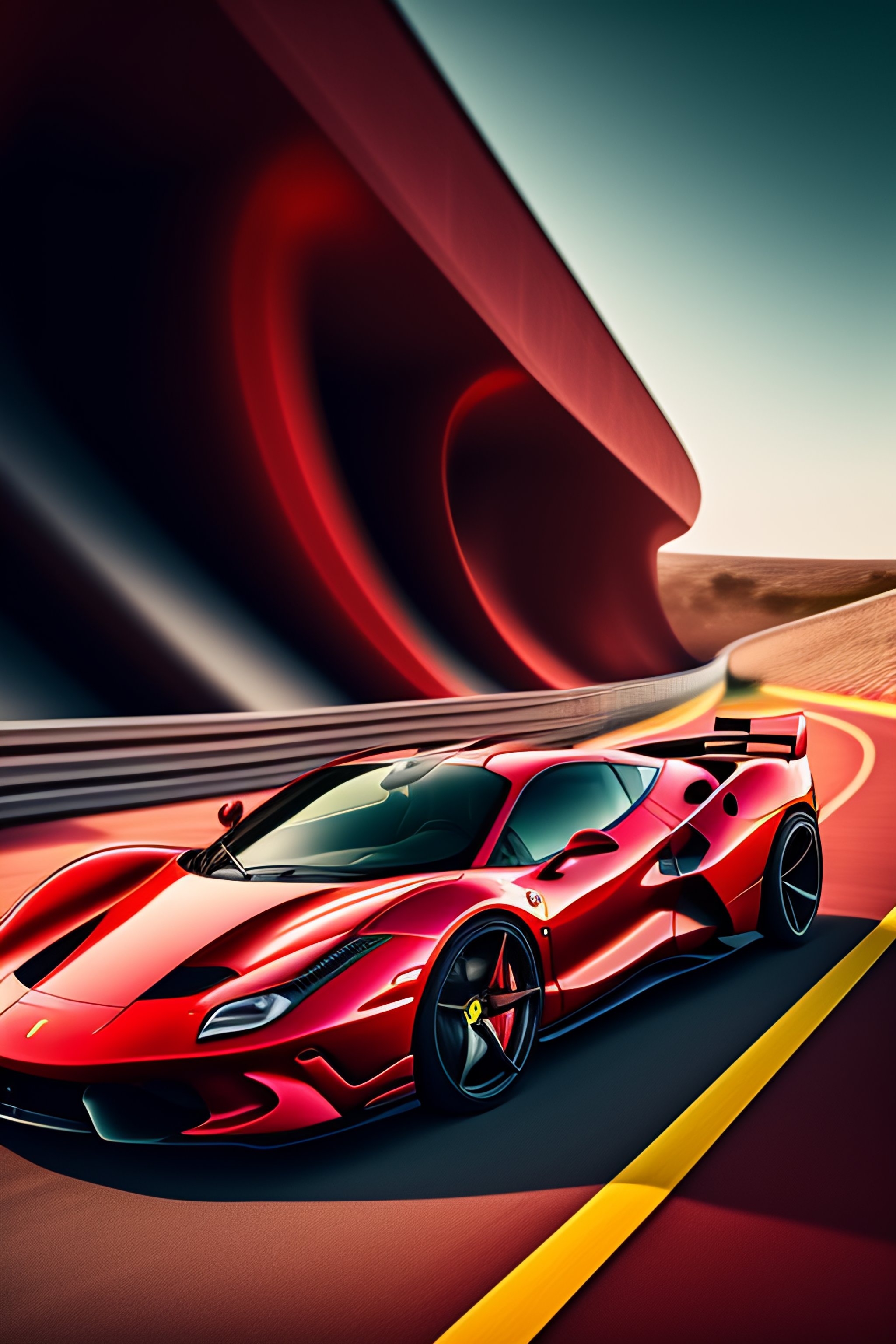 Lexica - A red Ferrari on a futuristic race track