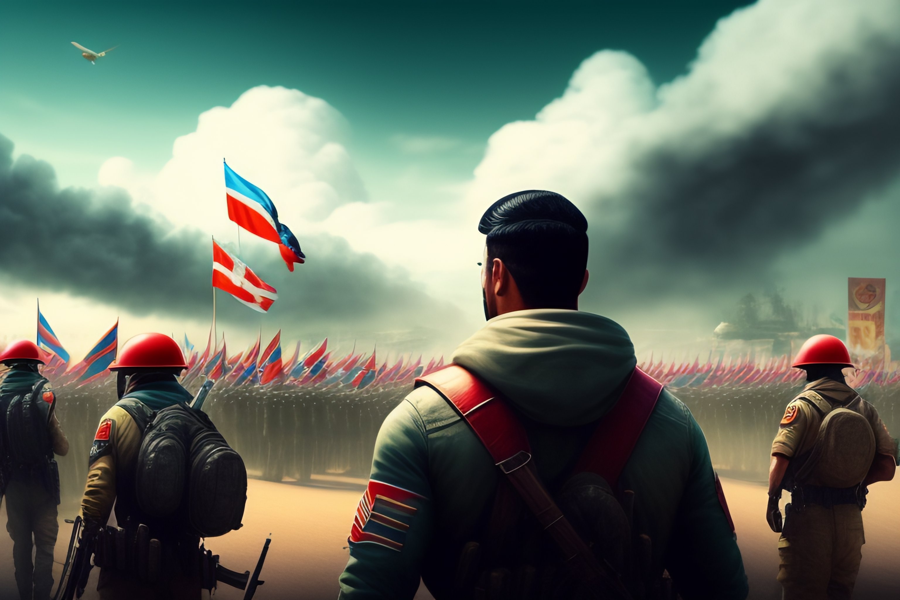 Lexica - A man leading the people against the regime, no violence, no flags