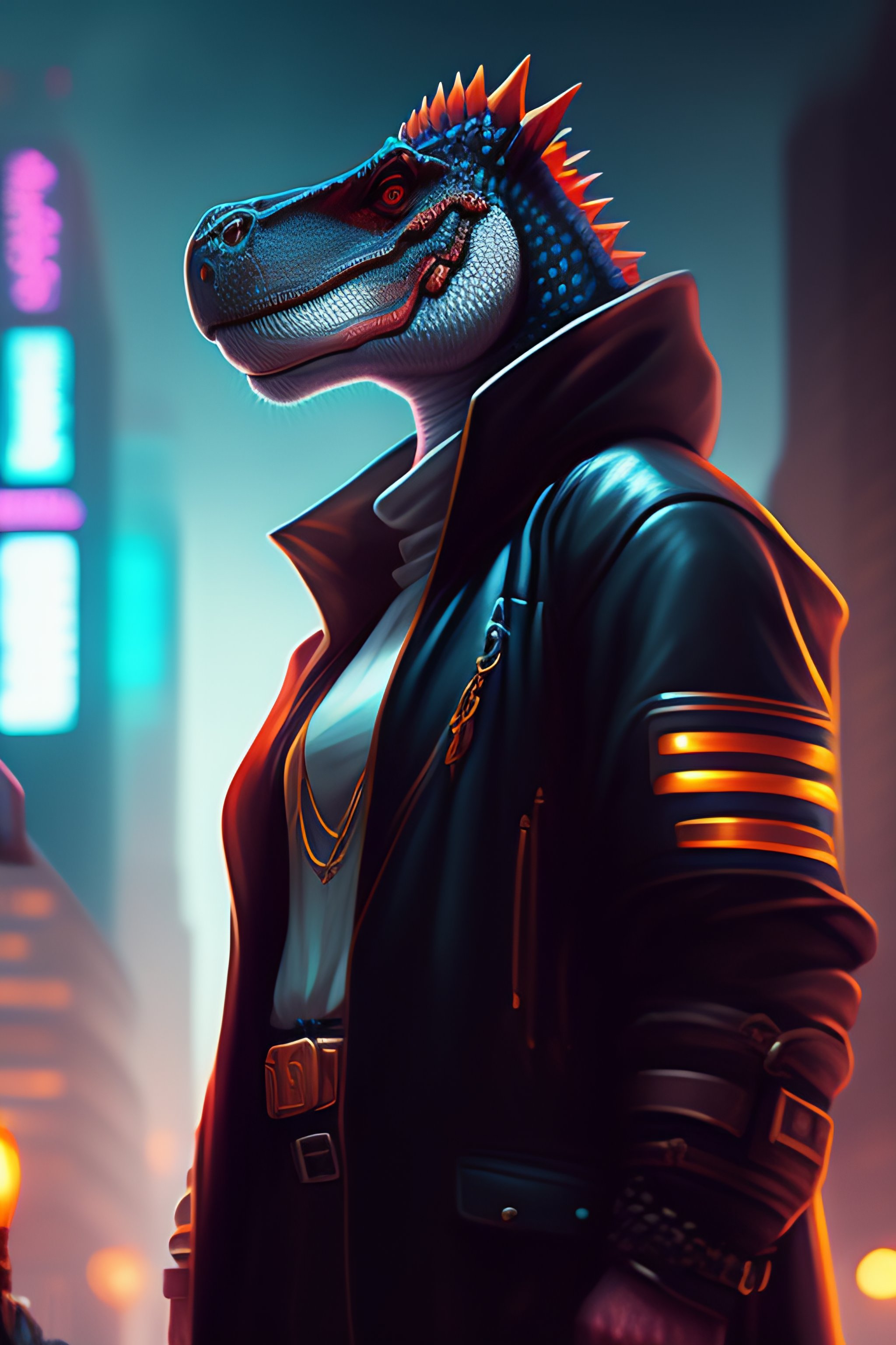 Lexica - A portrait of three anthropomorphic dinosaur walking ...