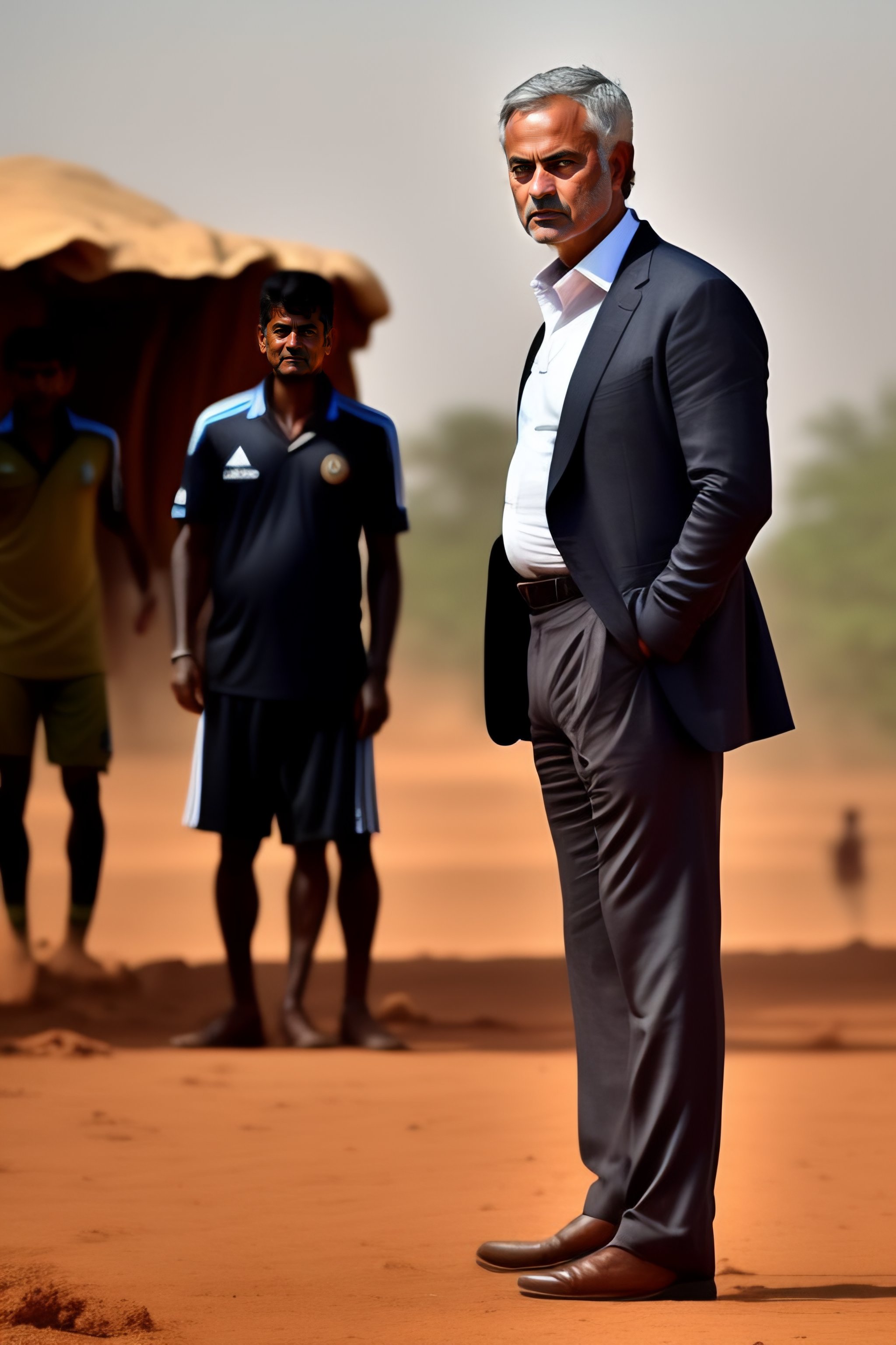 Lexica - Old Jose Mourinho stands on the sidelines of a dusty ...