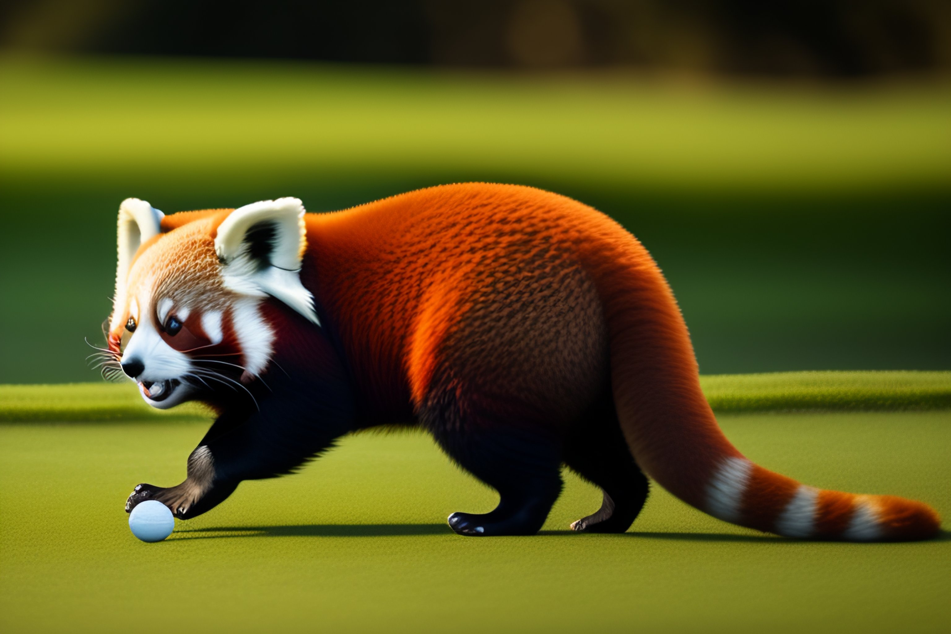 Lexica - Red panda playing golf