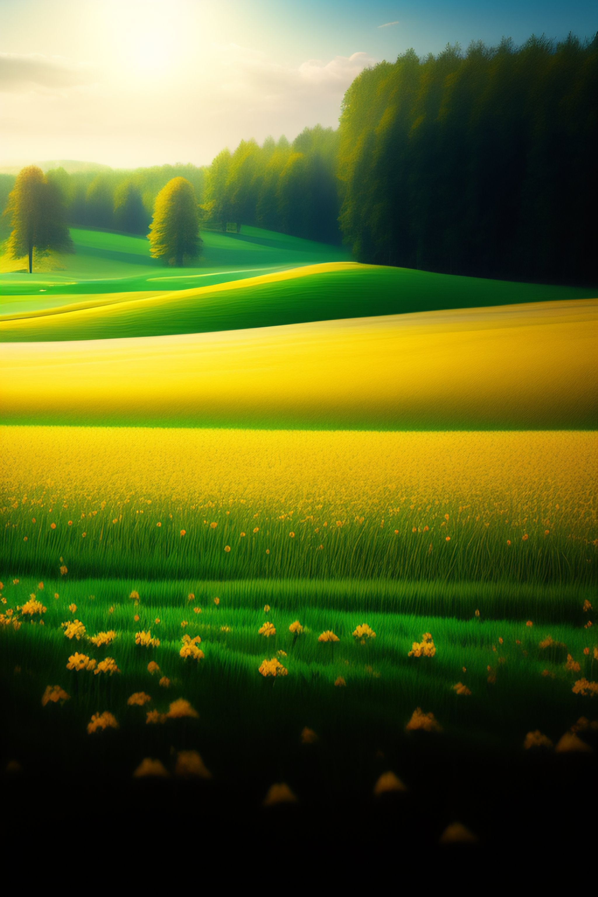 Lexica - Spring fields, fotorealistic