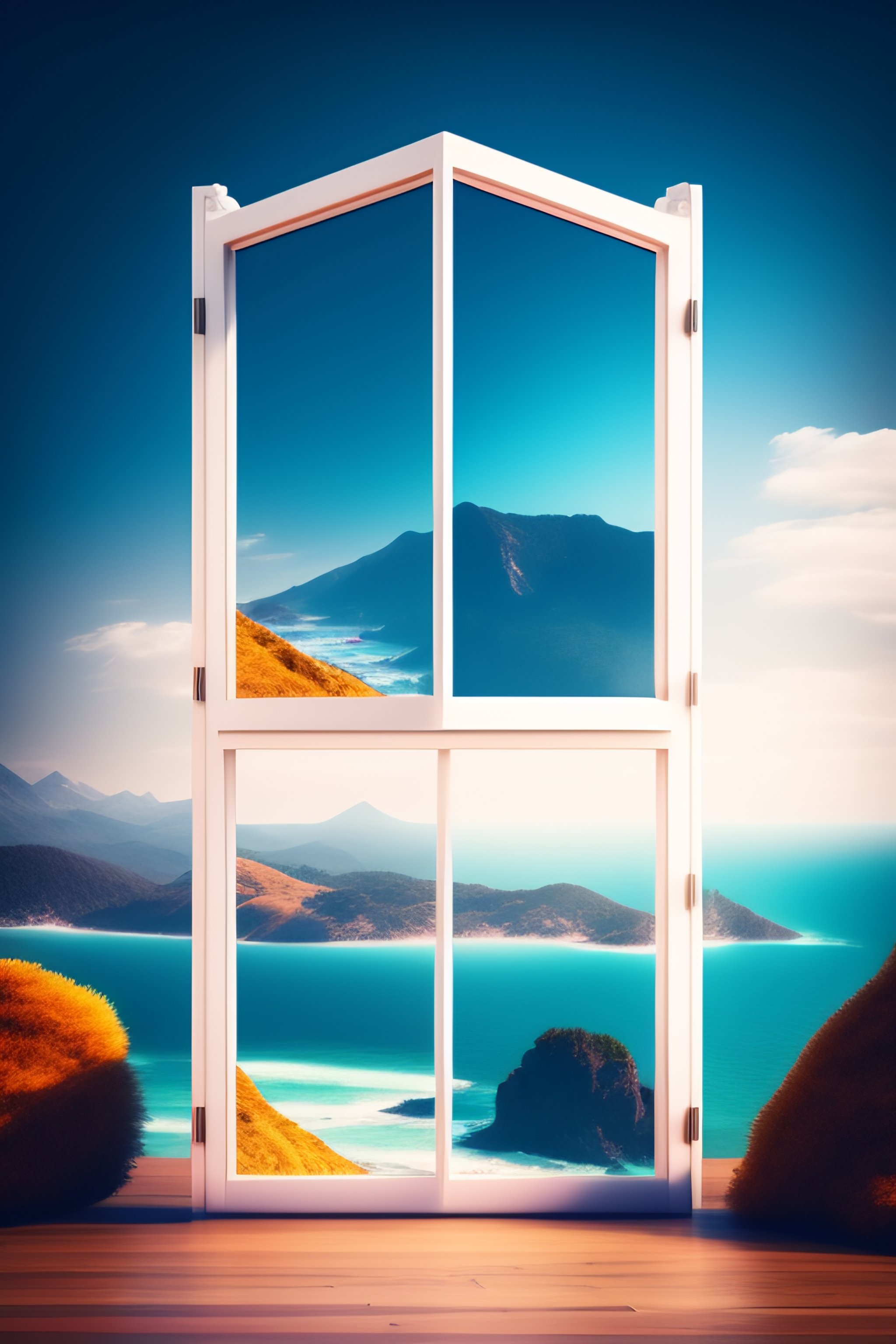 Lexica - Triple Window over mountain have ocean view in sunny day ...