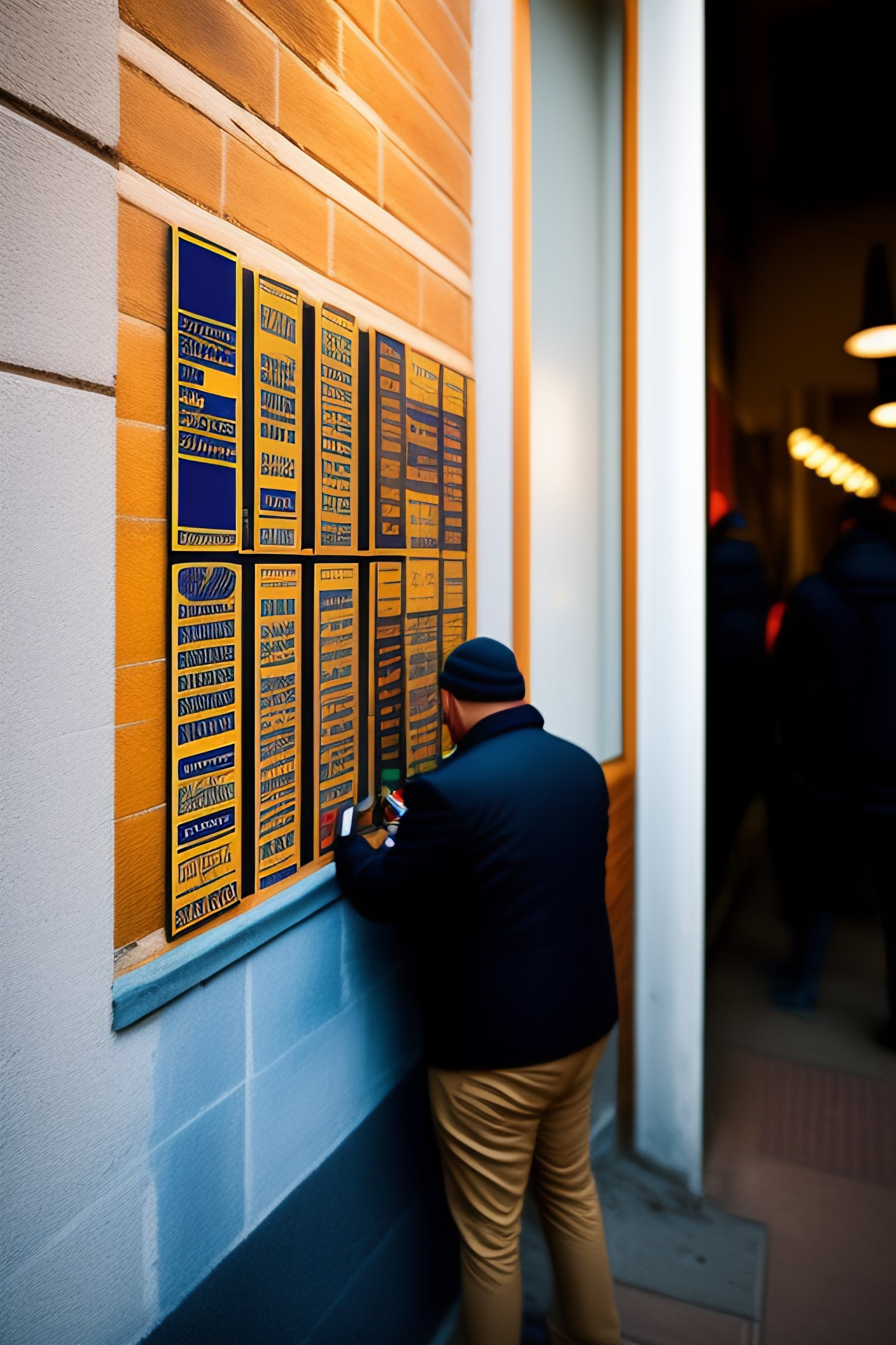 Lexica - People sticking small stickers on the wall and streets sticker ...