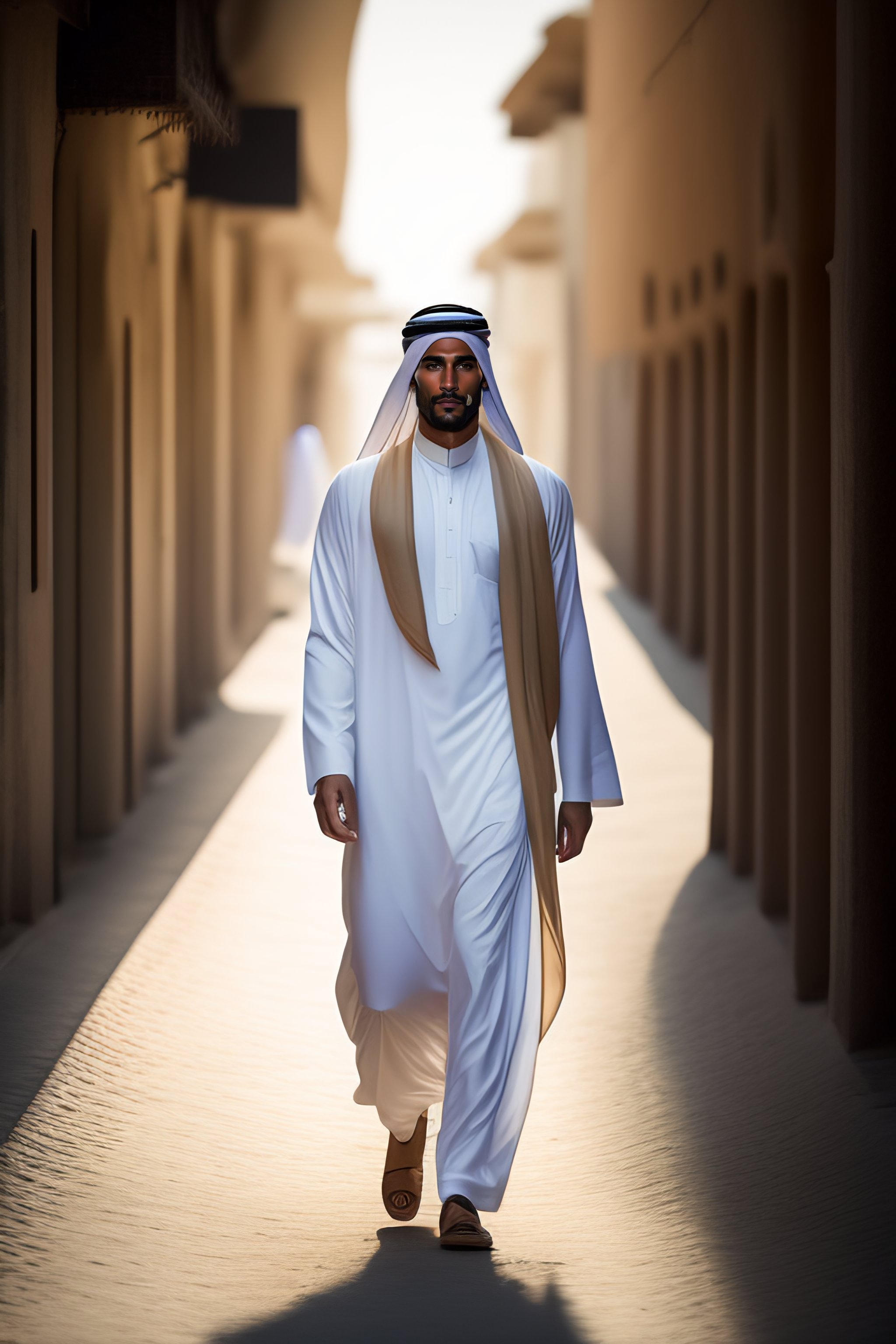 Lexica - Fashion model walking down a catwalk, arab man