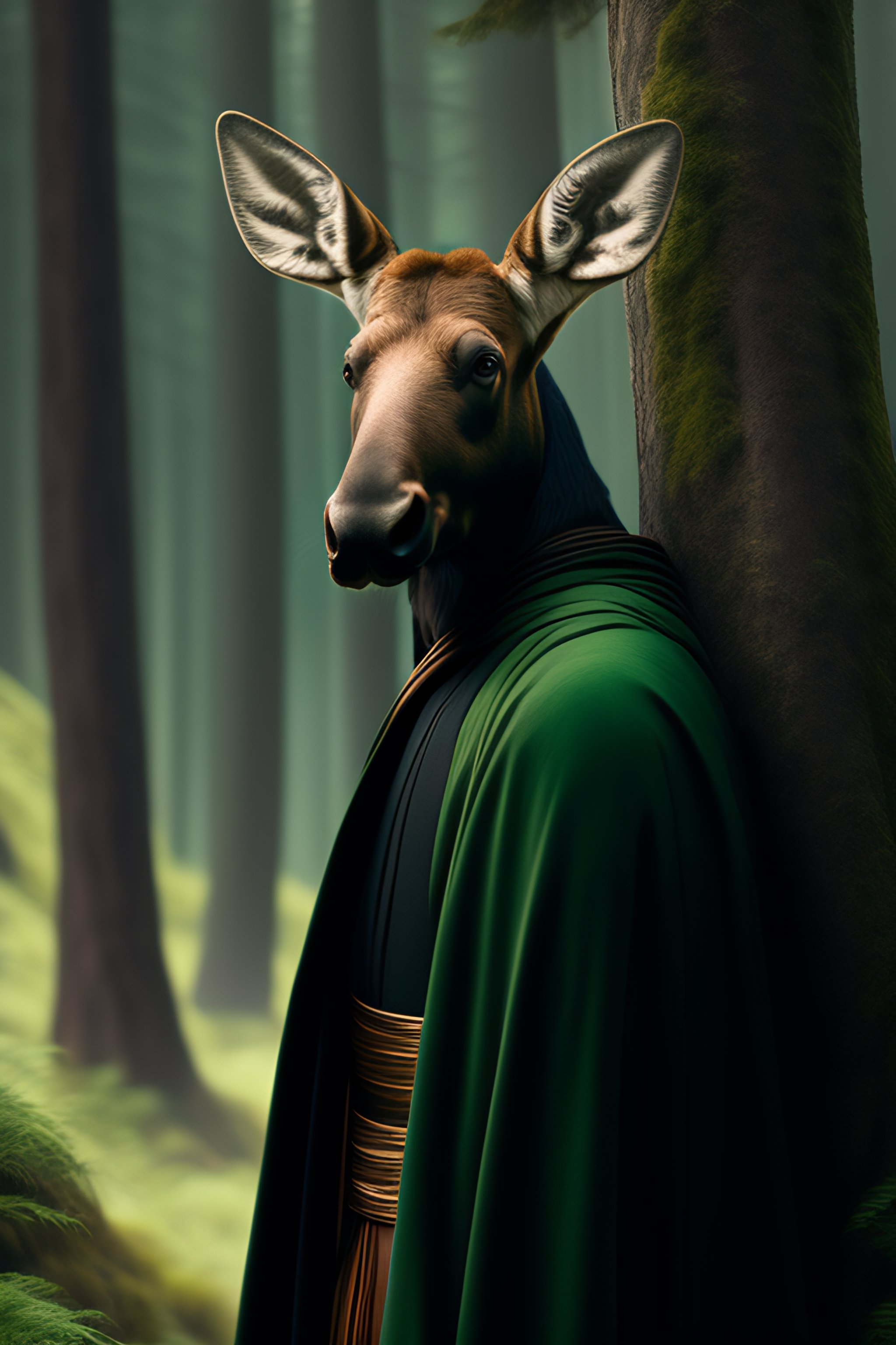 Lexica - Beautiful and highly detailed matte painting of moose wearing ...