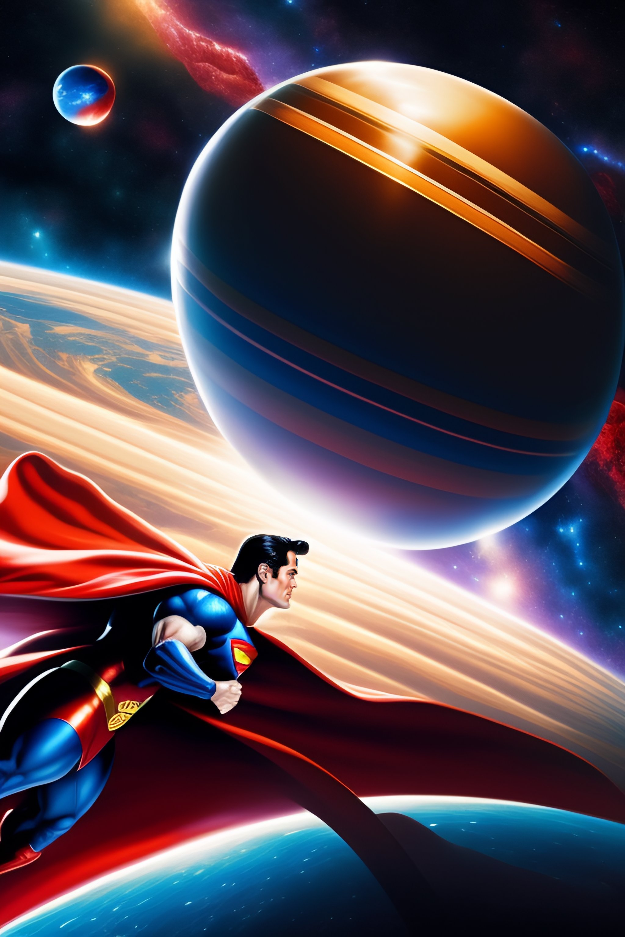 Superman Floating In Space