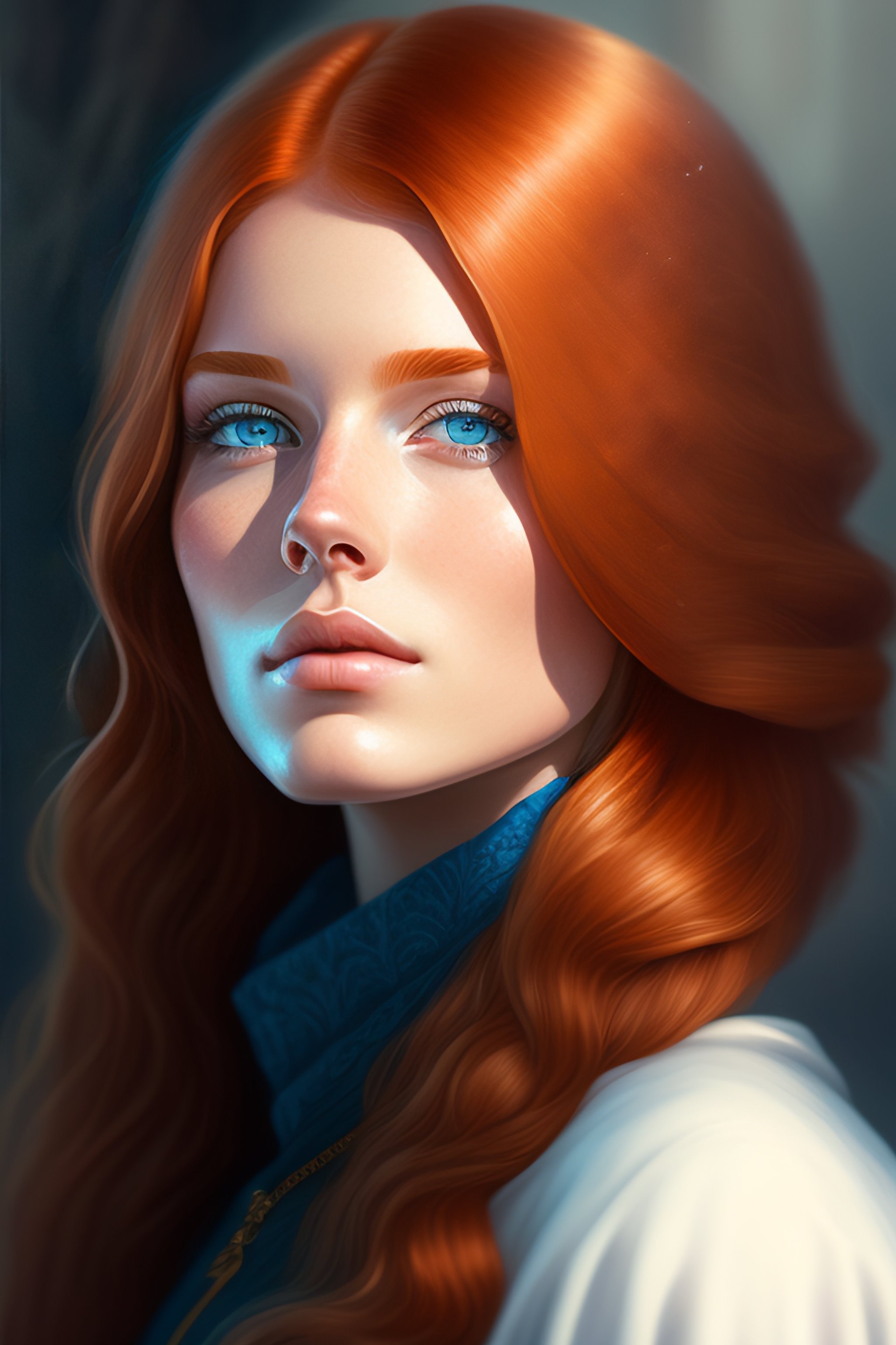 Lexica - Highly detailed illustration of ginger haired young lady with ...