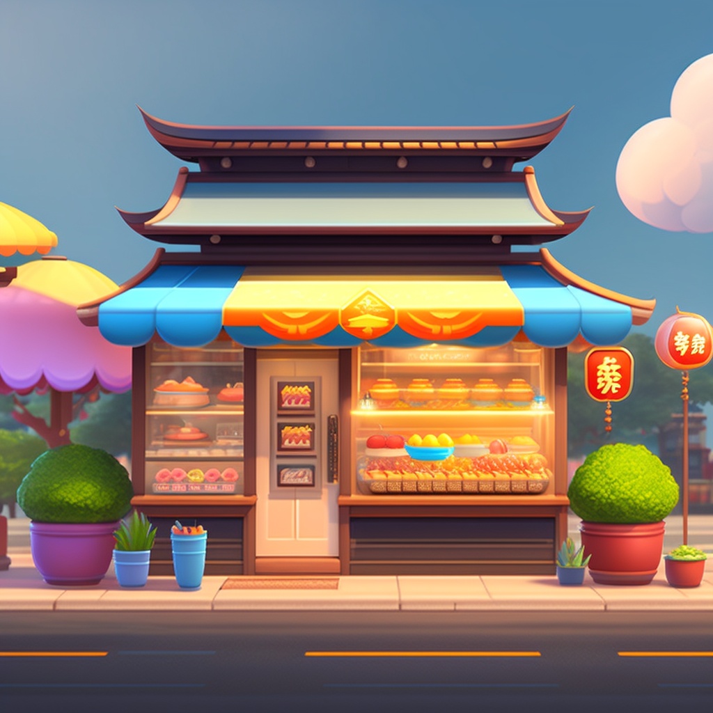 Lexica - Cartoon Japanese street shop asset , hyper casual , cartoon ...