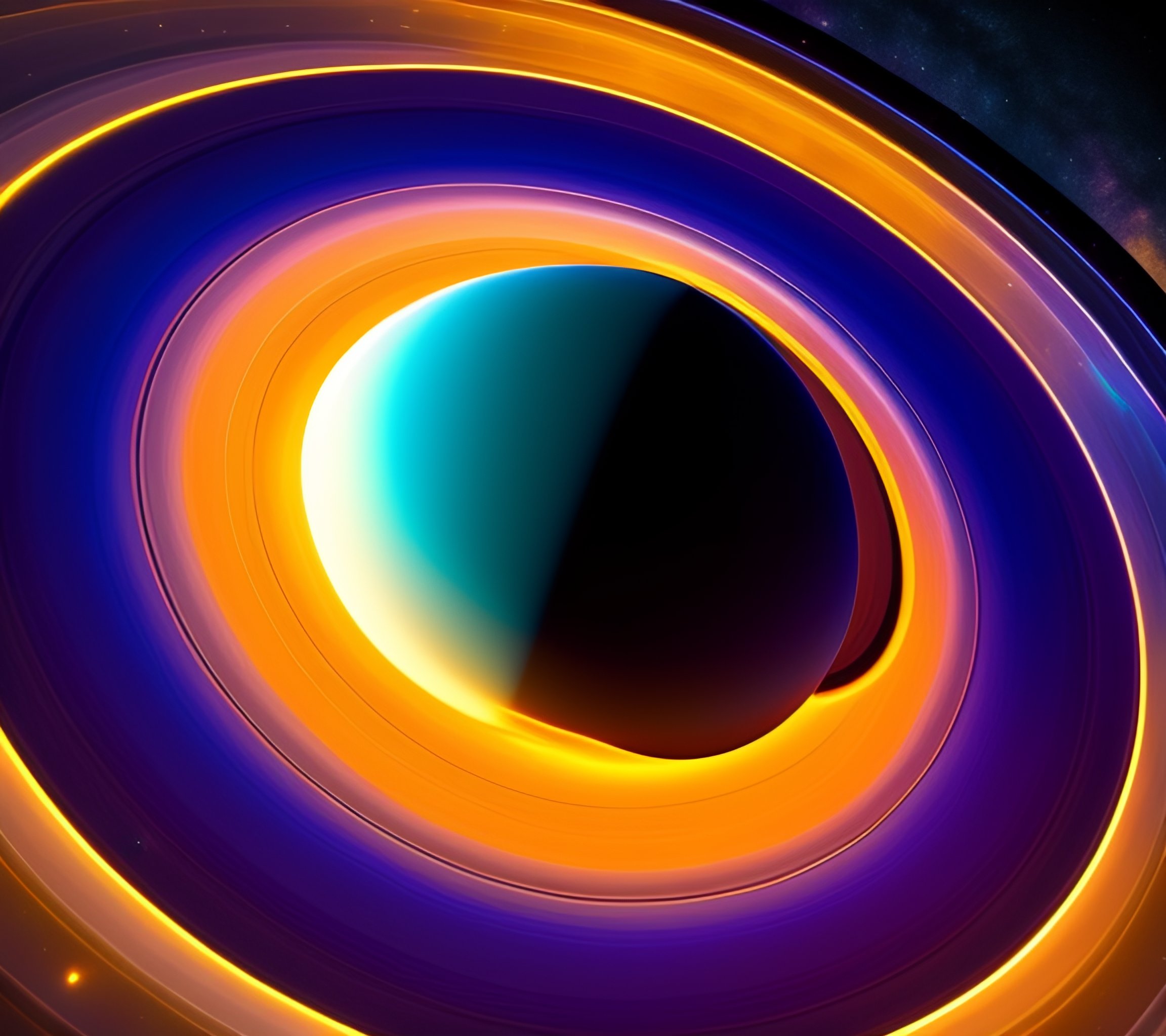 Lexica - A NASA photograph of Saturn with blue luminous rings