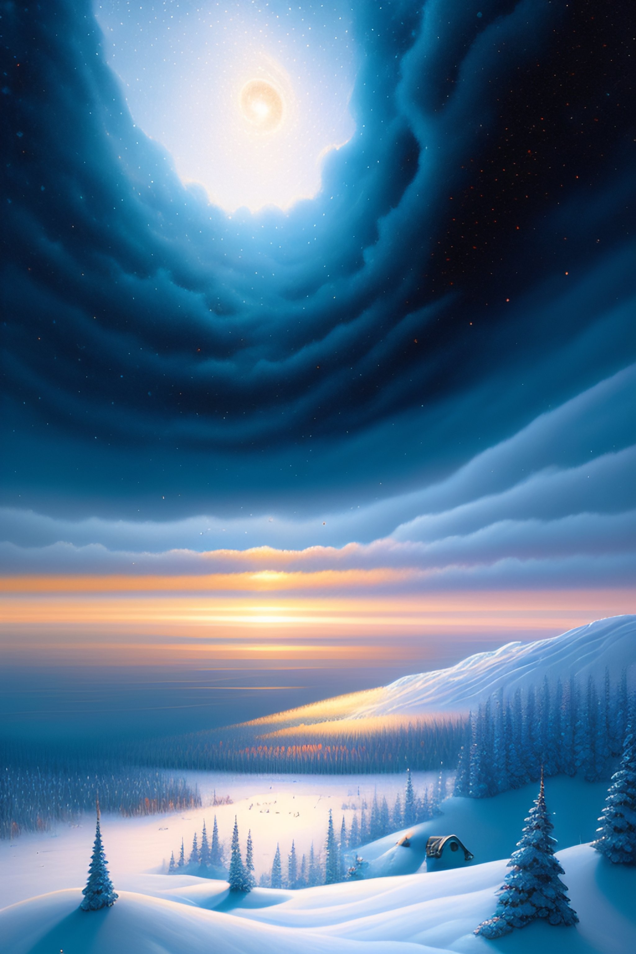 Lexica - Baroque oil painting depicting a thousand small snowflakes ...