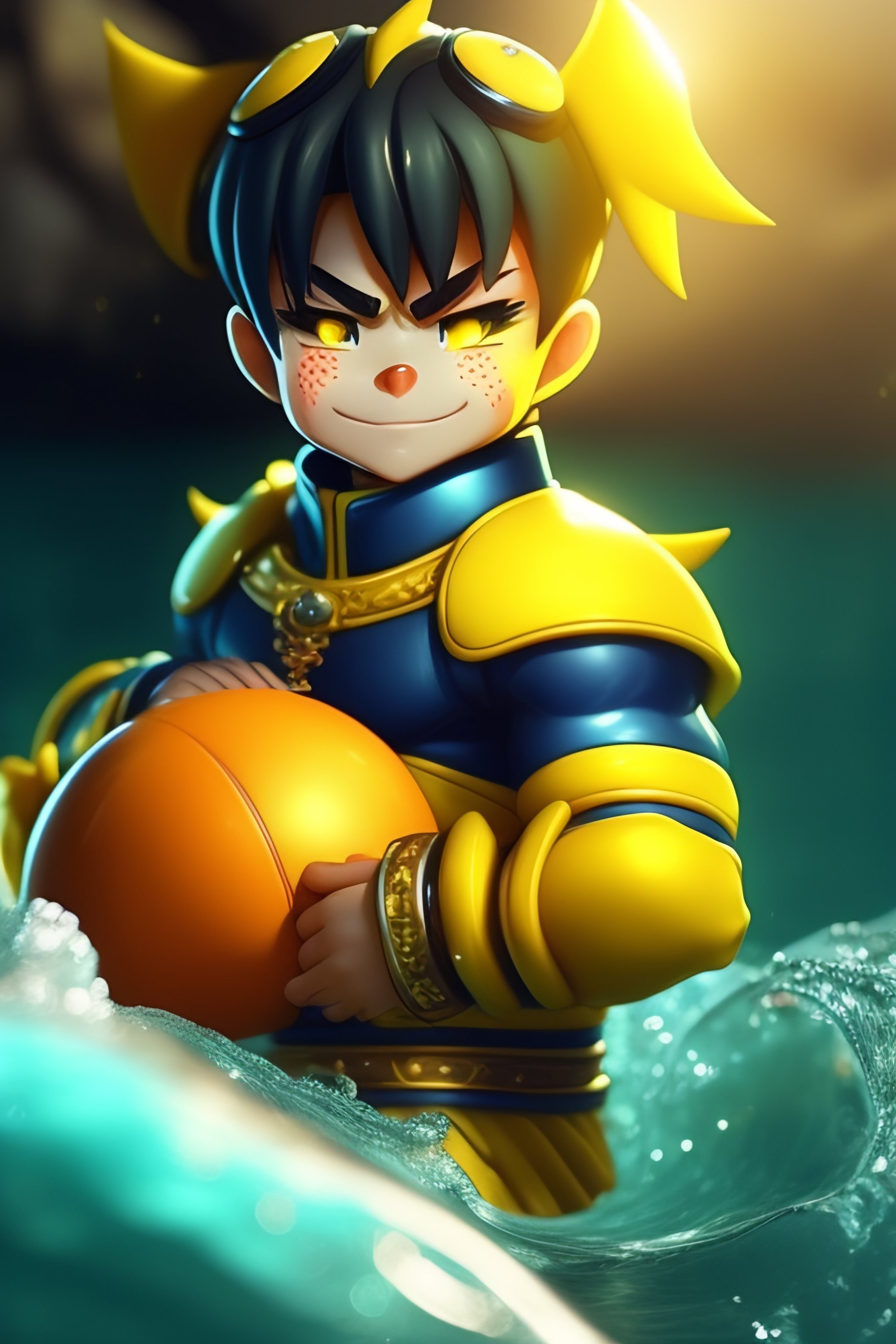 Lexica - Omi xiaolin showdown cute adorable yellow color supercute smile water boy