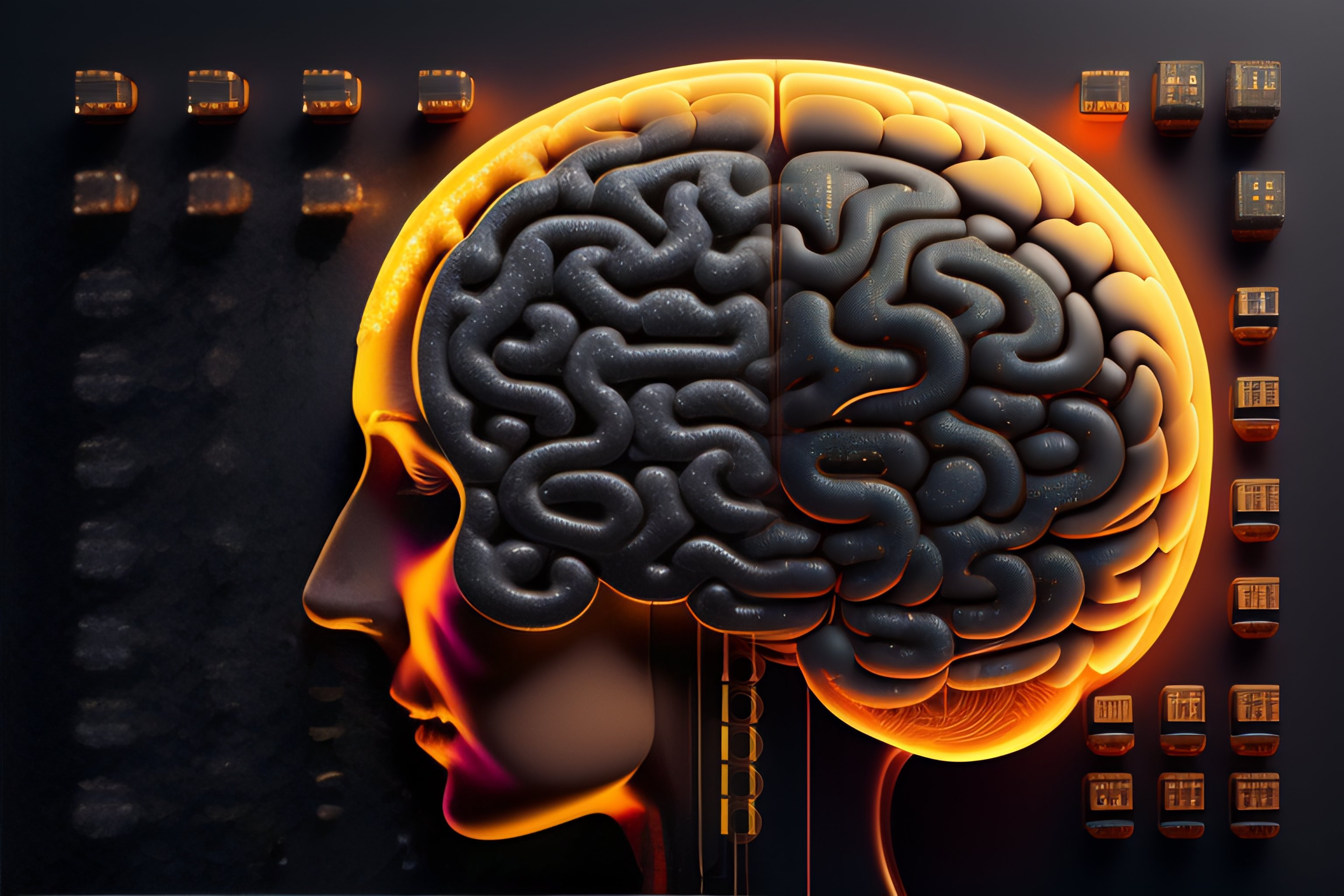 Lexica - Human brain merging machine ai parts, Knolling, Knolling ...