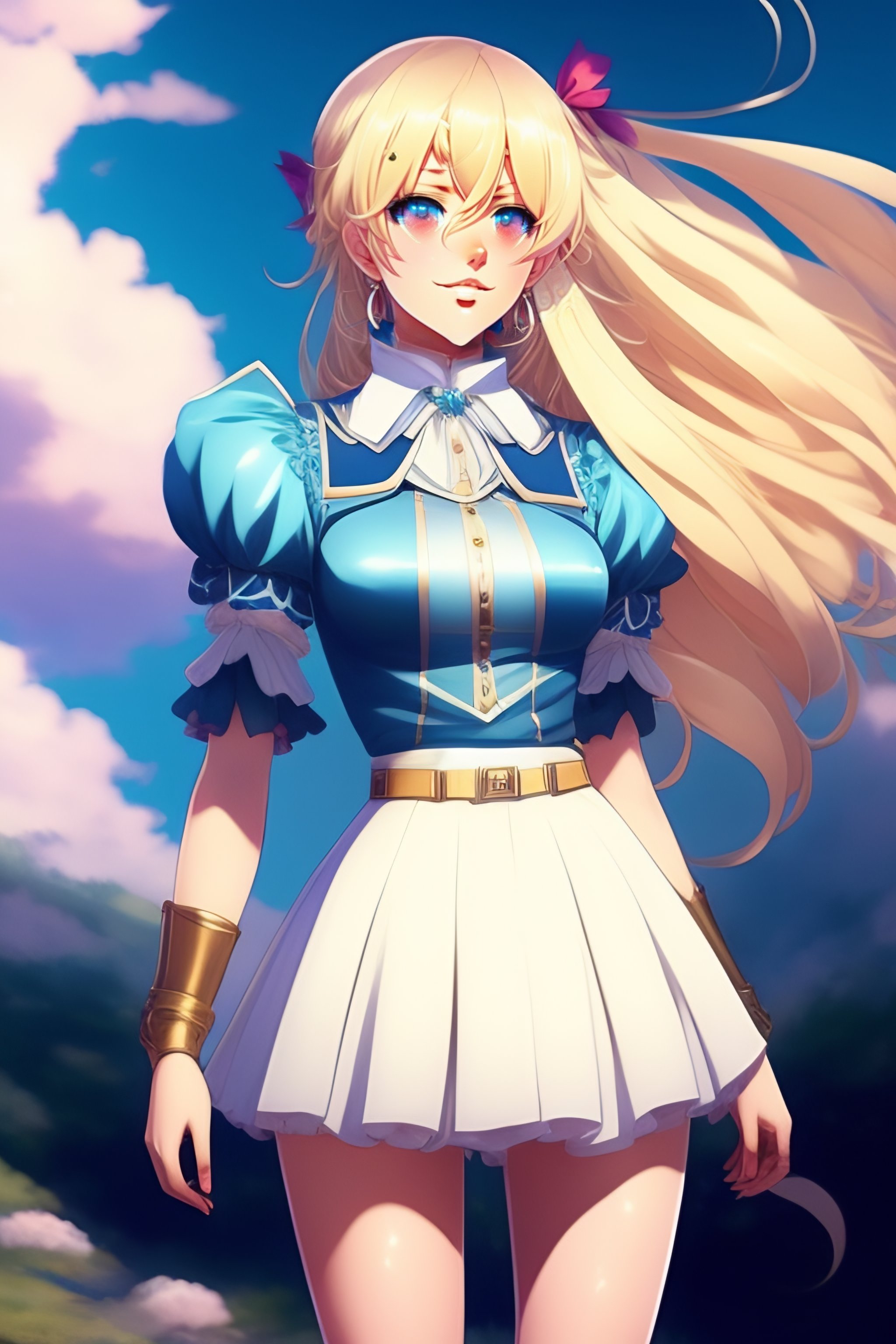 Lexica - FGO anime girl Blond, long hair, blue eyes and a pretty smile ...