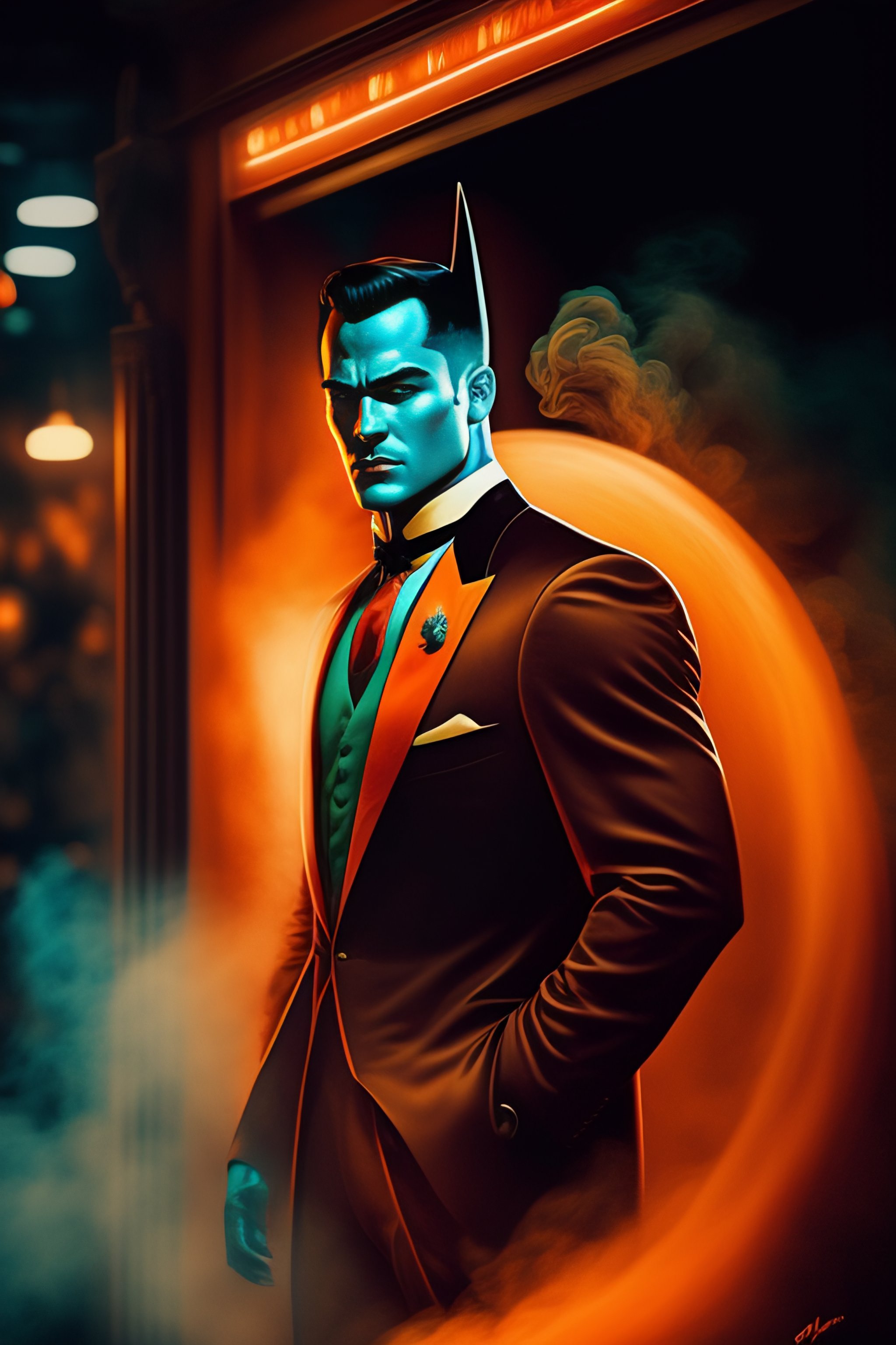 Lexica - Batman inside a vintage bar in 1920s,black batman suit,mafia ...