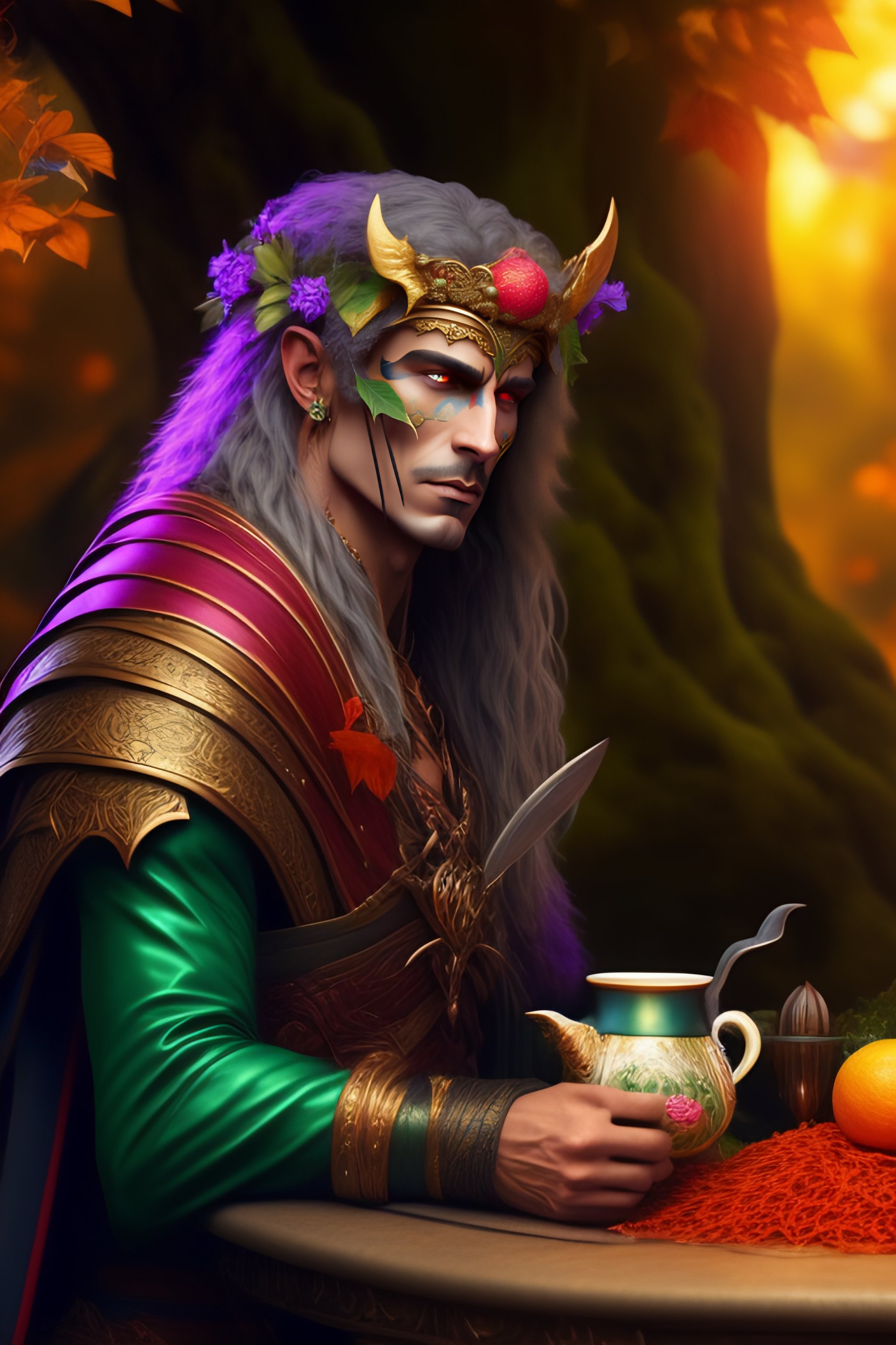 Lexica - Oberon, King of the Fae drinking tea with Grimm Reaper at the ...