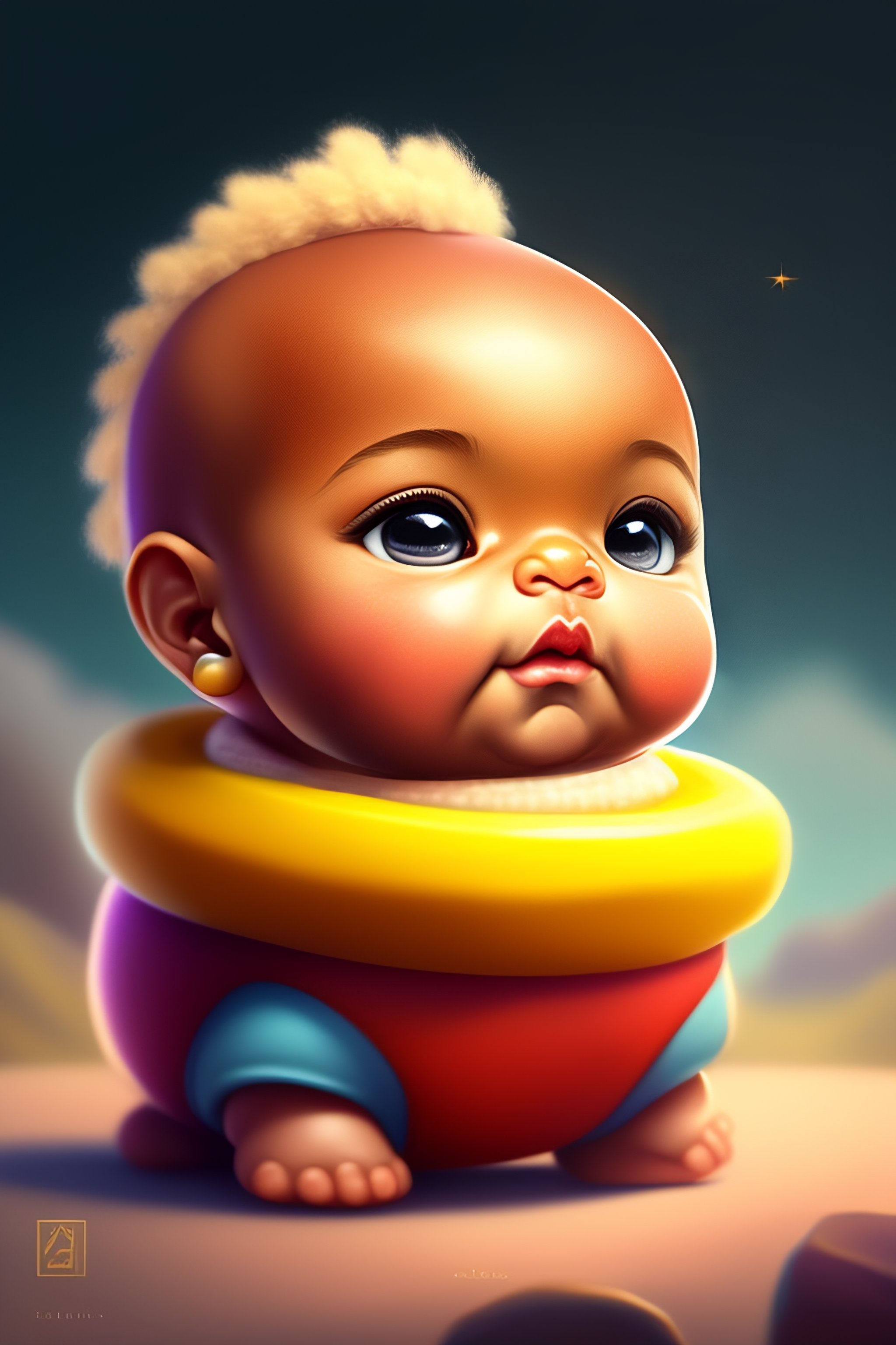 Lexica - Cute and adorable cartoon dwayne johnson baby, fantasy ...