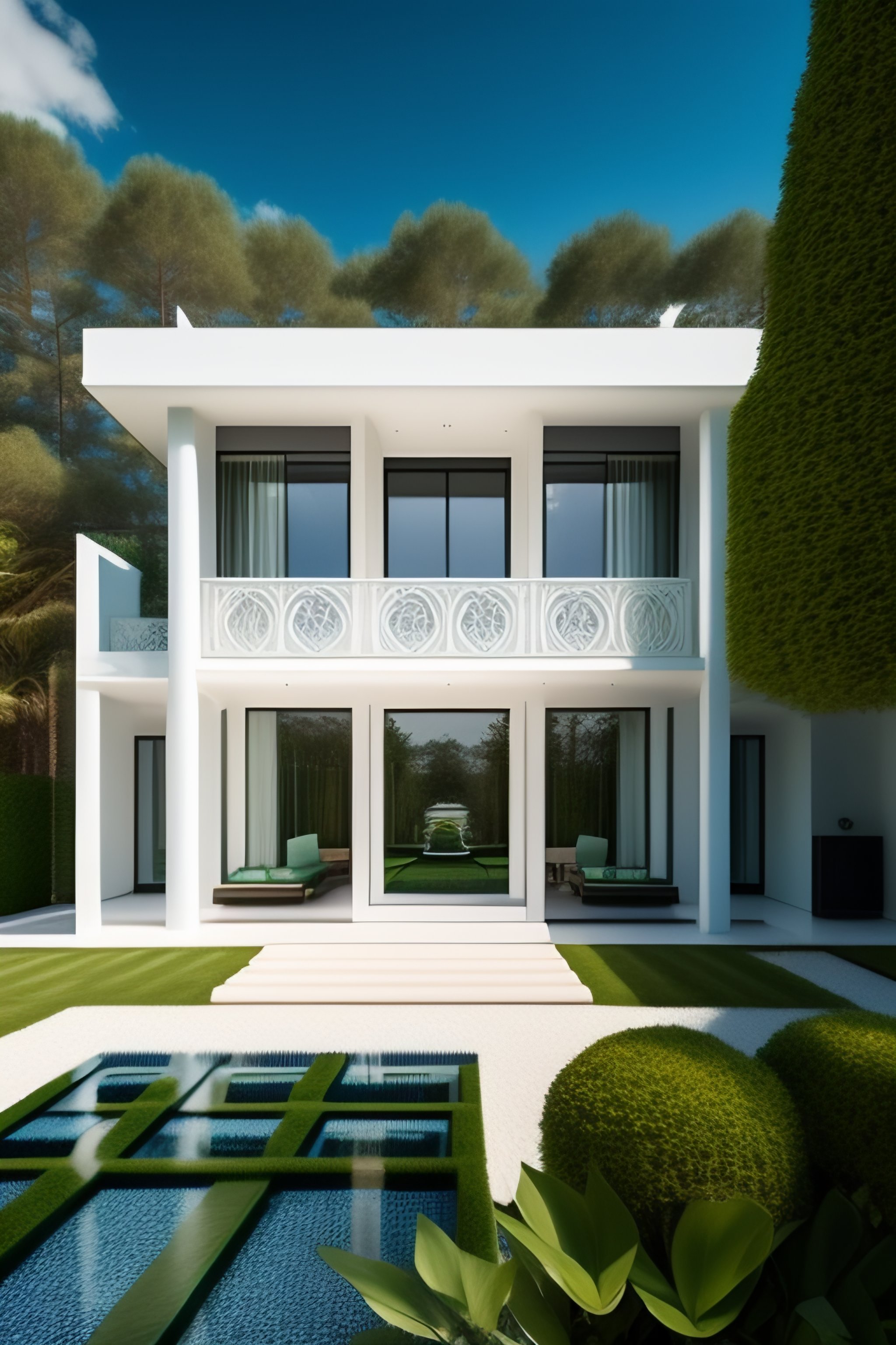 Lexica - Big white villa with coloums with a huge entry and two ...