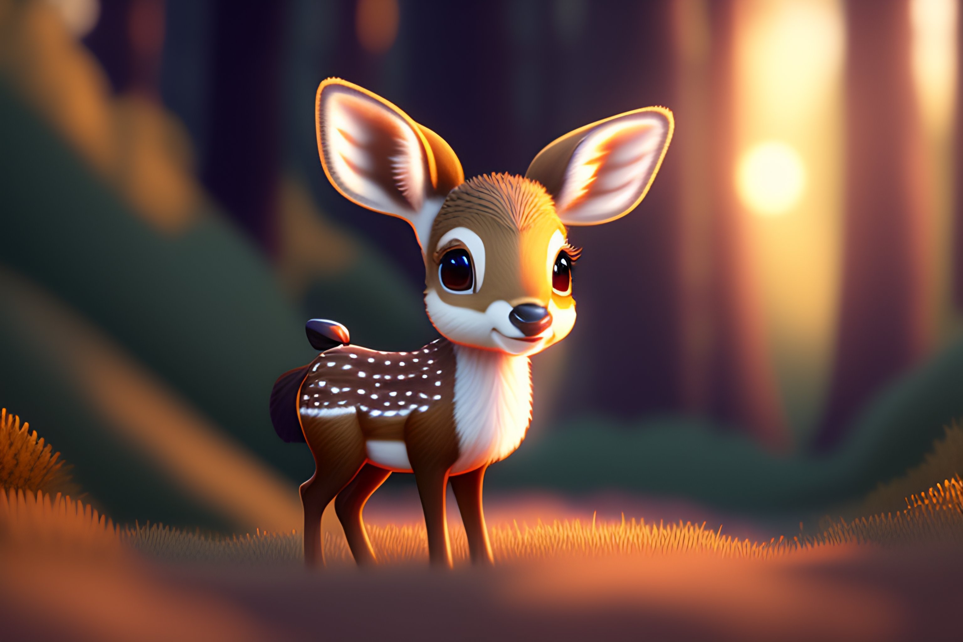 Lexica - Cute adorable little bambi deer waving and smiling greeting me ...