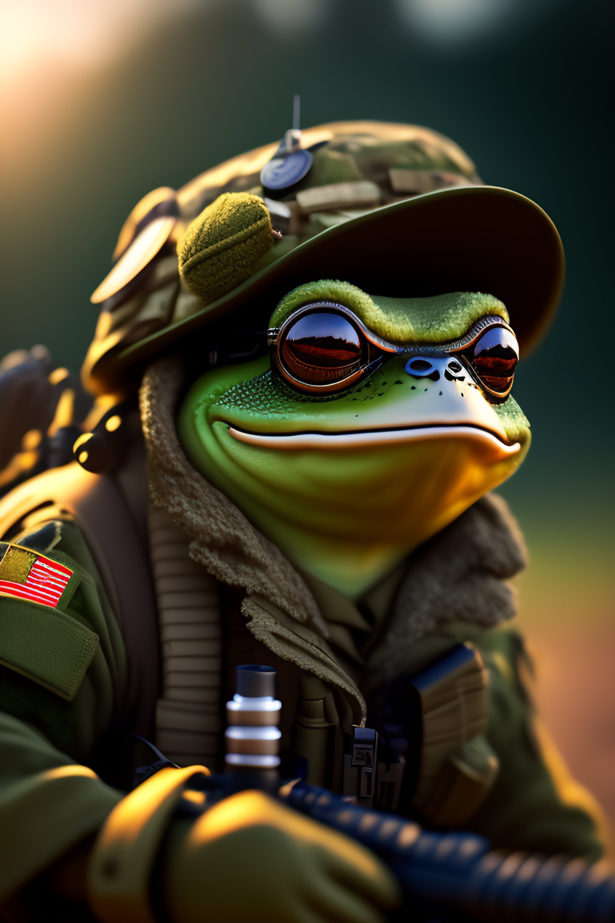 Lexica - An exhausted pepe the frog at the frontlines in the army at ...
