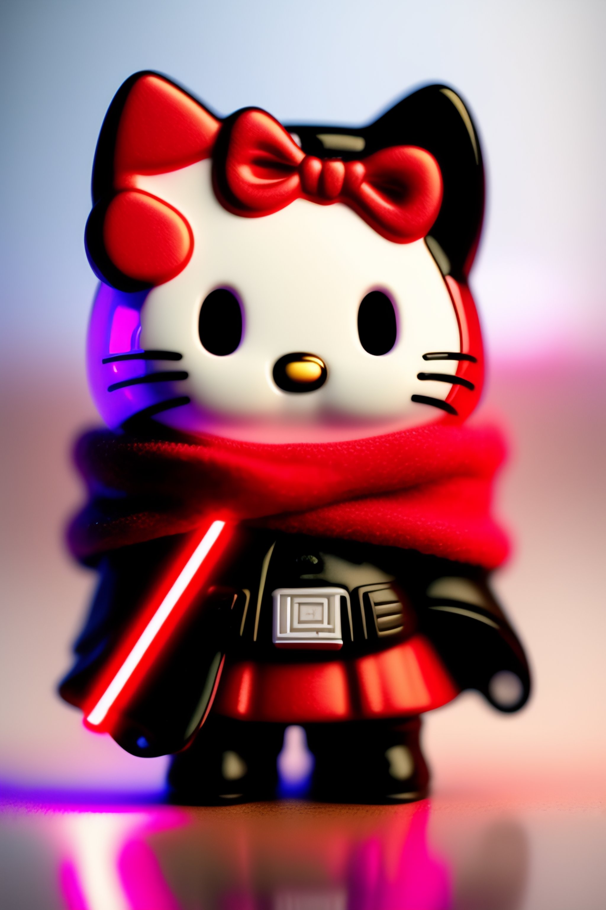 Lexica - A hello kitty sith with red light saber from Star wars