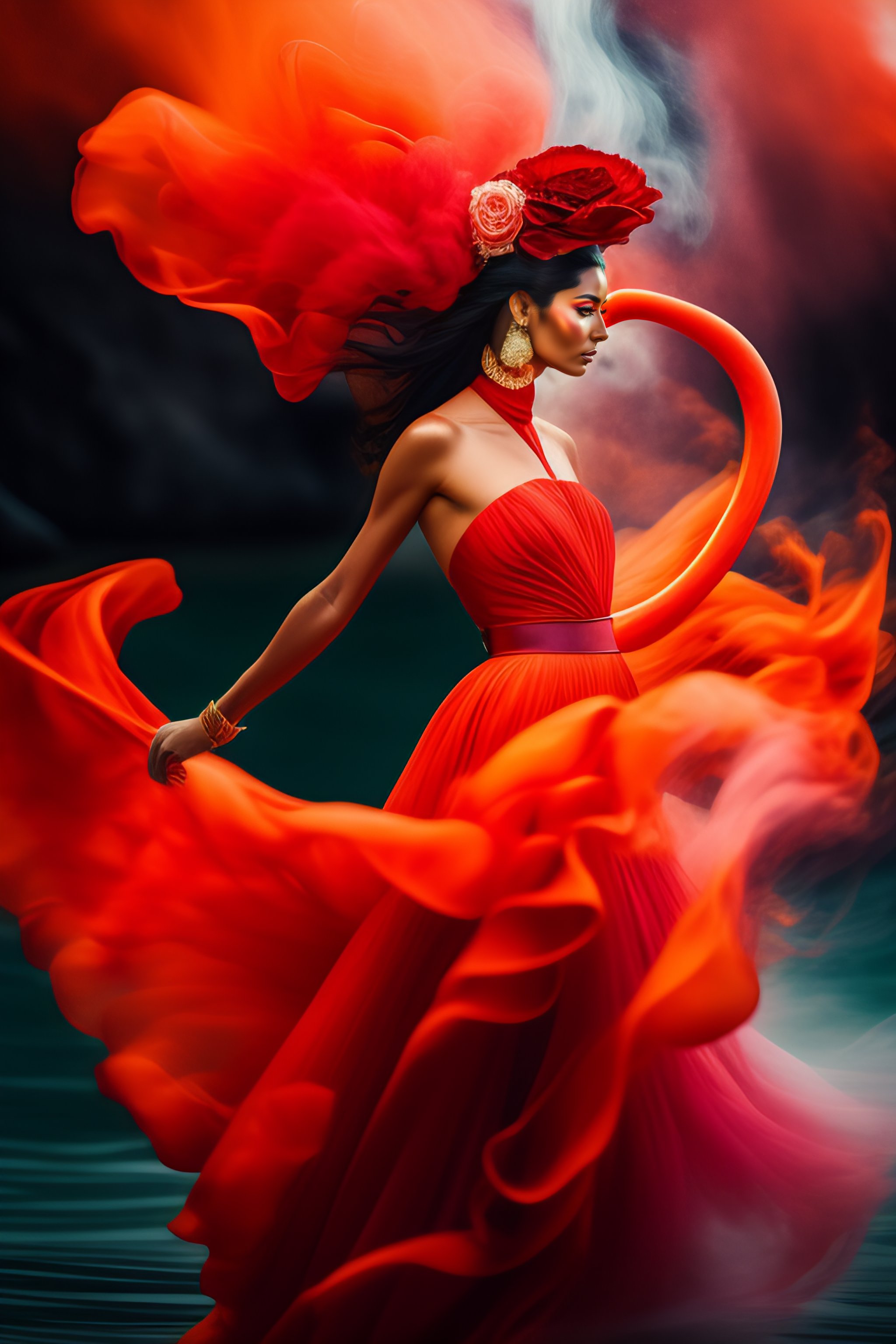 Lexica - Watercolor style, beautiful Spanish flamingo dancer wearing a ...