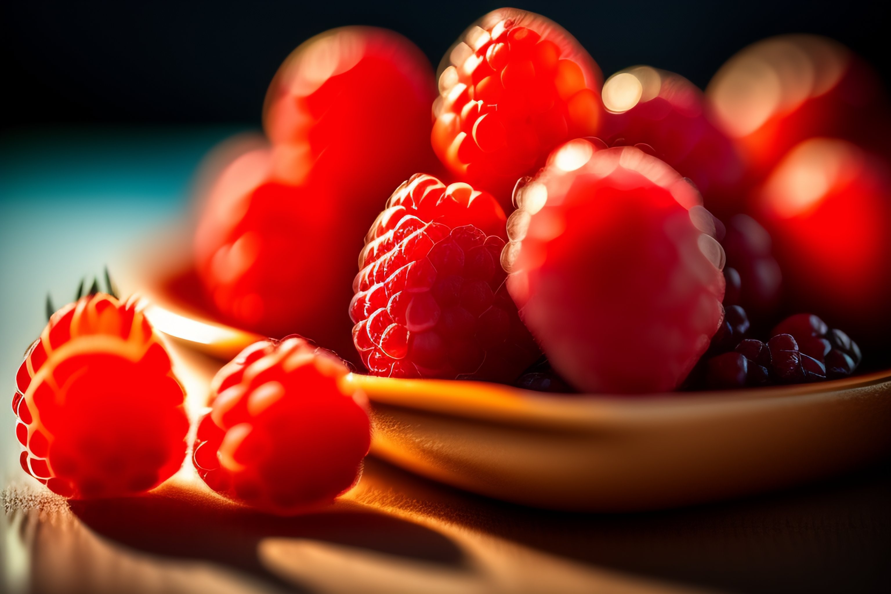 Lexica - A close up of raspberries, studio light, 14 mm lens