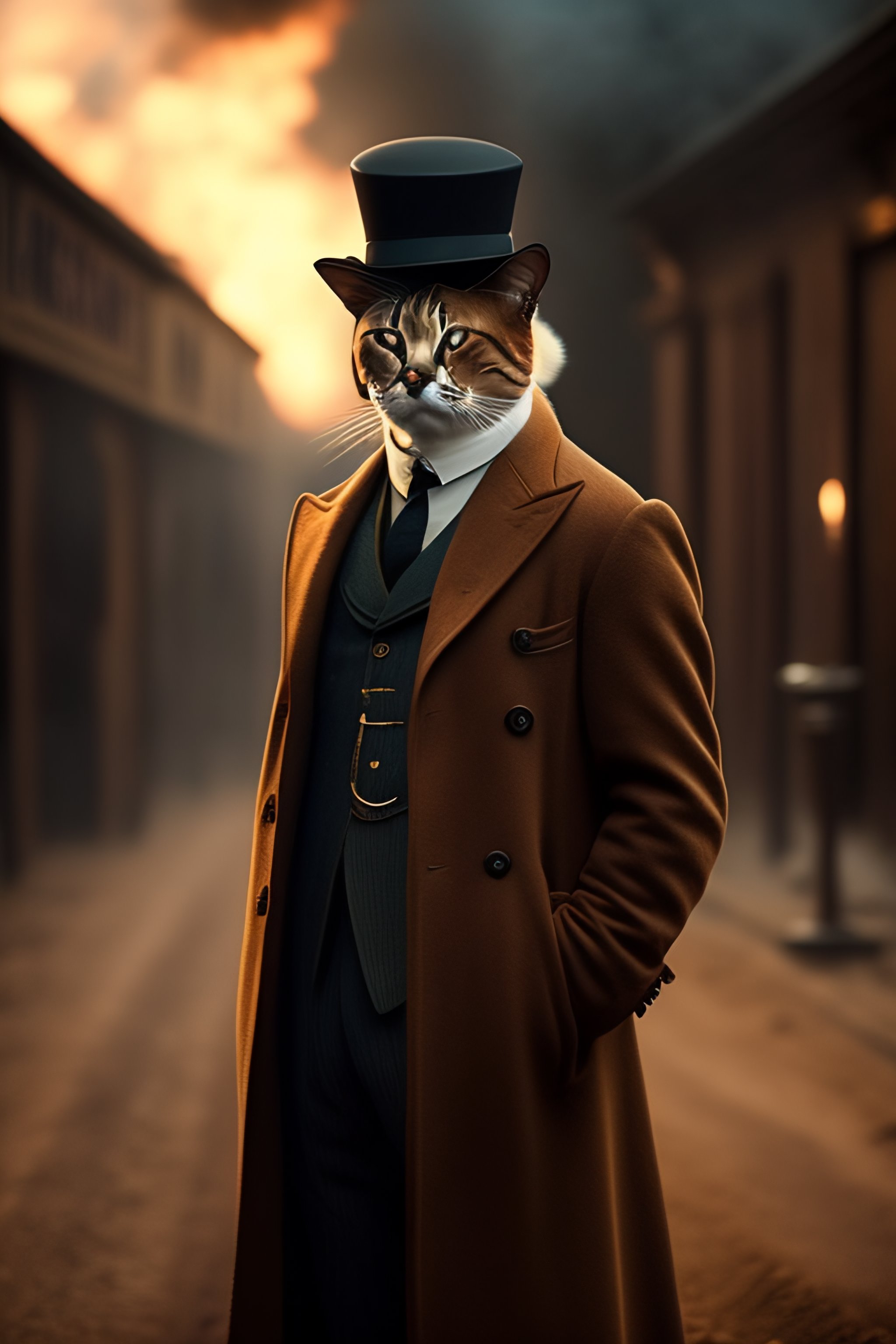Lexica - A cat dressed like it's a person on the show "Peaky Blinders ...