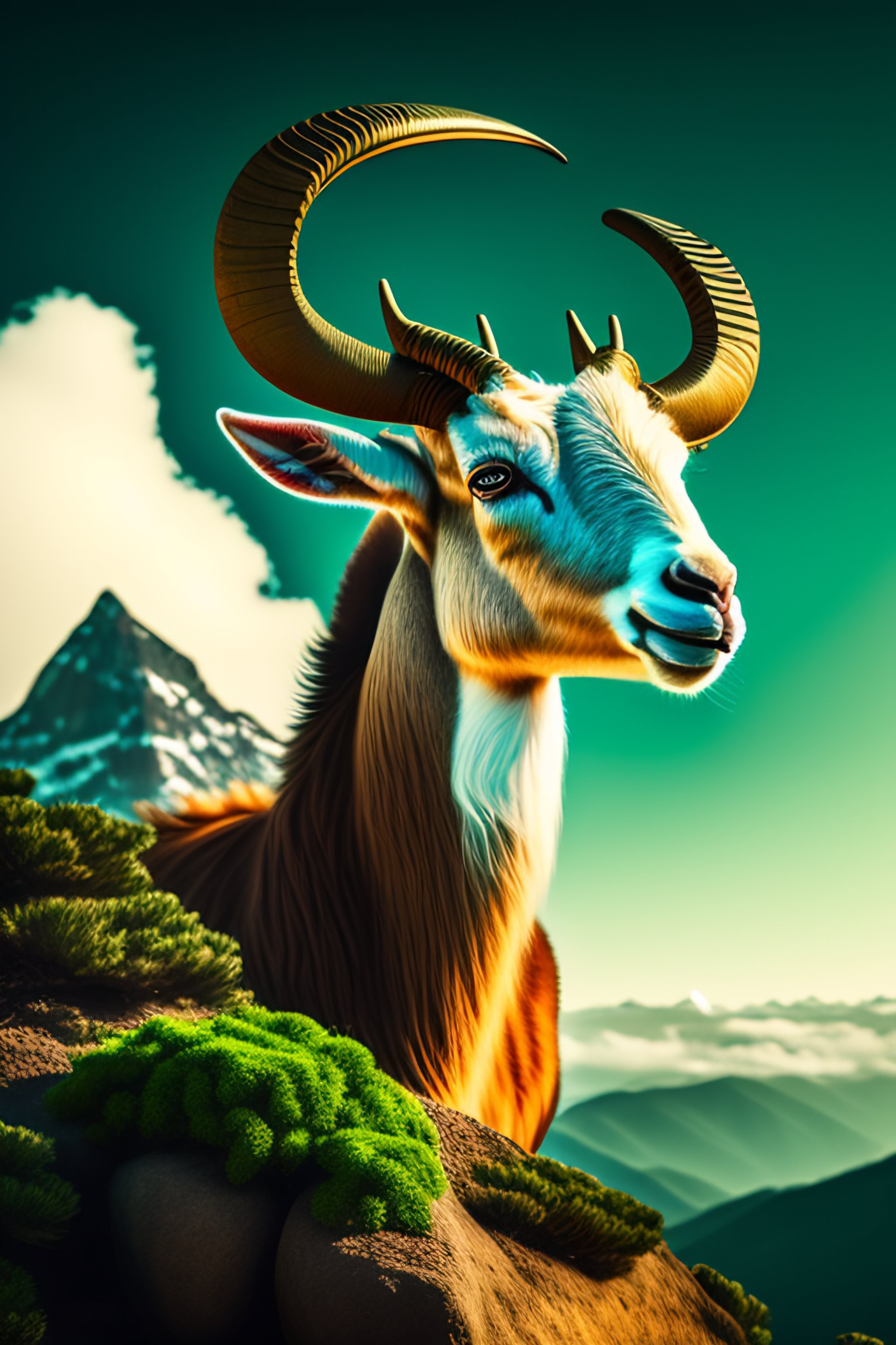 Lexica - Ibex goat mountain cannabis marijuana green sky