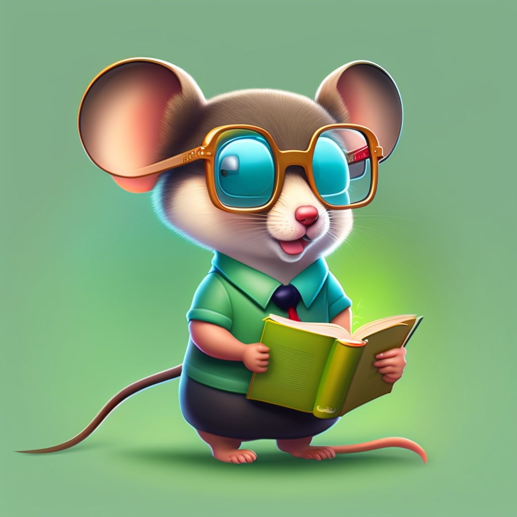 Lexica - A cartoon of a cute mouse, in a teacher character wearing ...