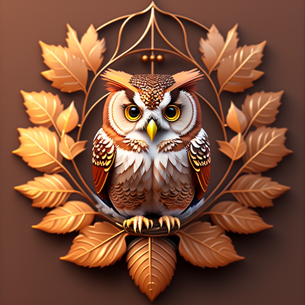 Lexica - The heraldic, very simple, smart owl and oak leaves, highly ...
