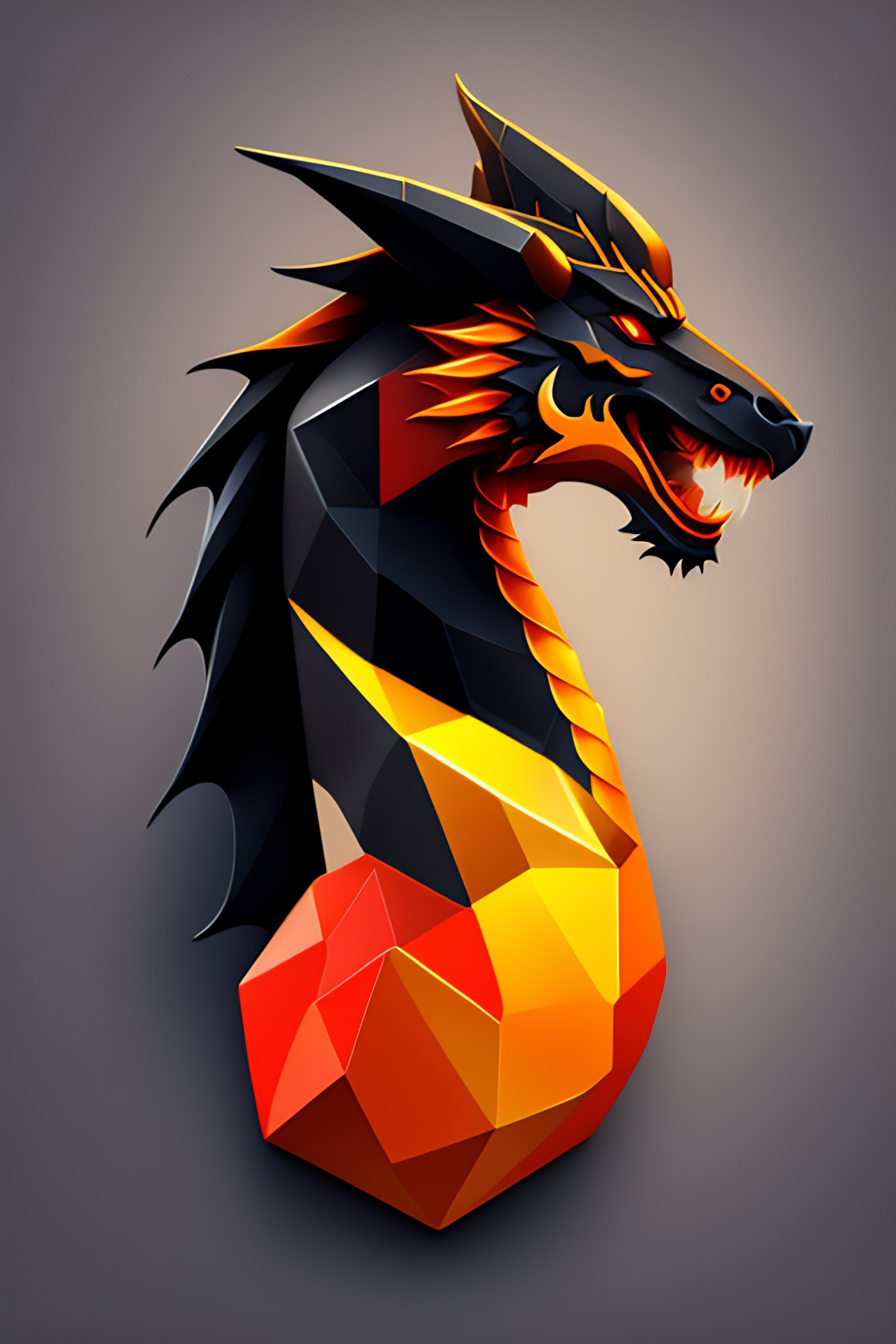 Lexica - 2 dimensional, vector, low poly, dragon icon minimalist, black ...