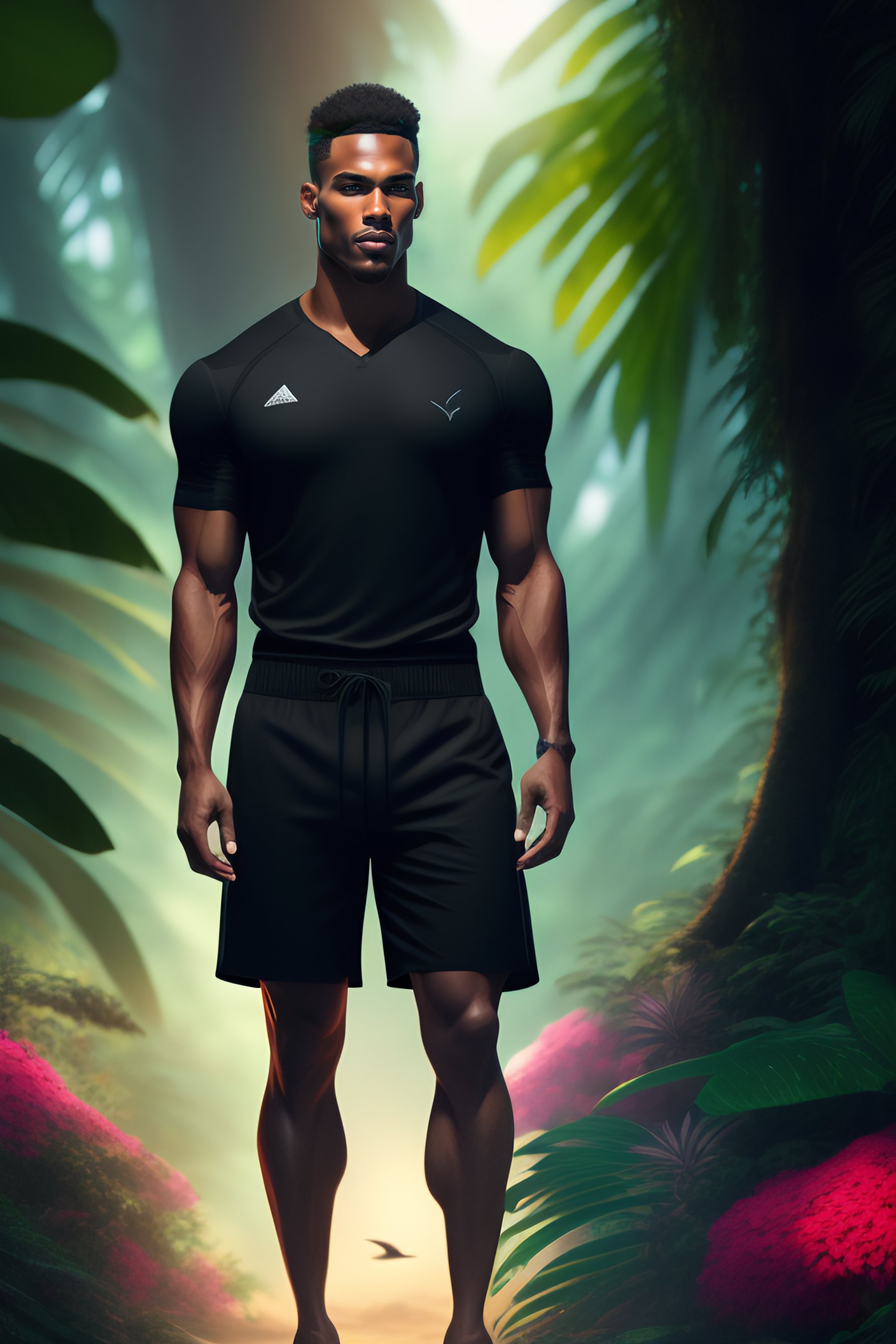Lexica - Handsome mulatto brazilian man wearing closed black cotton t ...