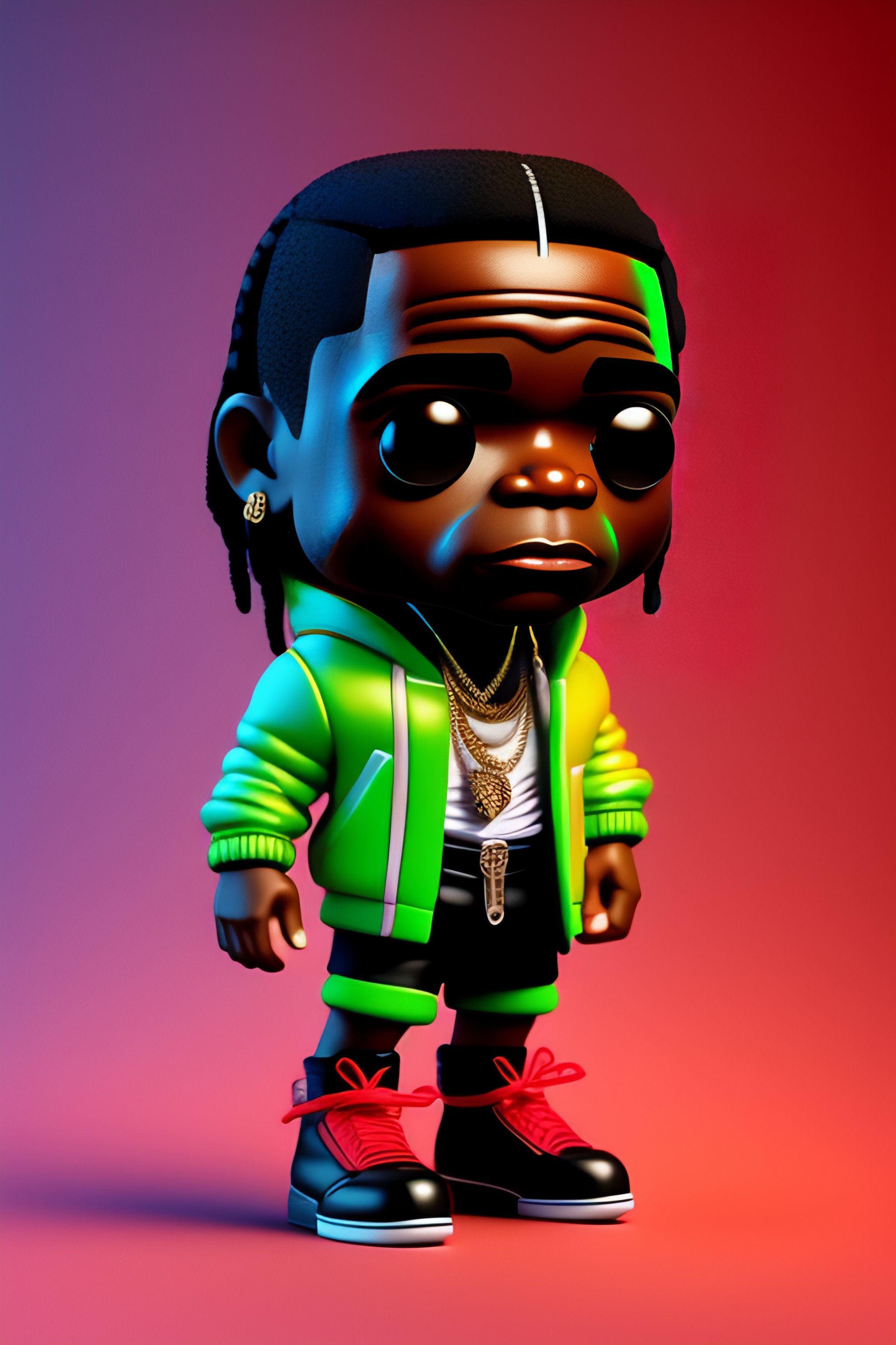 Lexica - Full body 3d render of funko pop rapper lil wayne