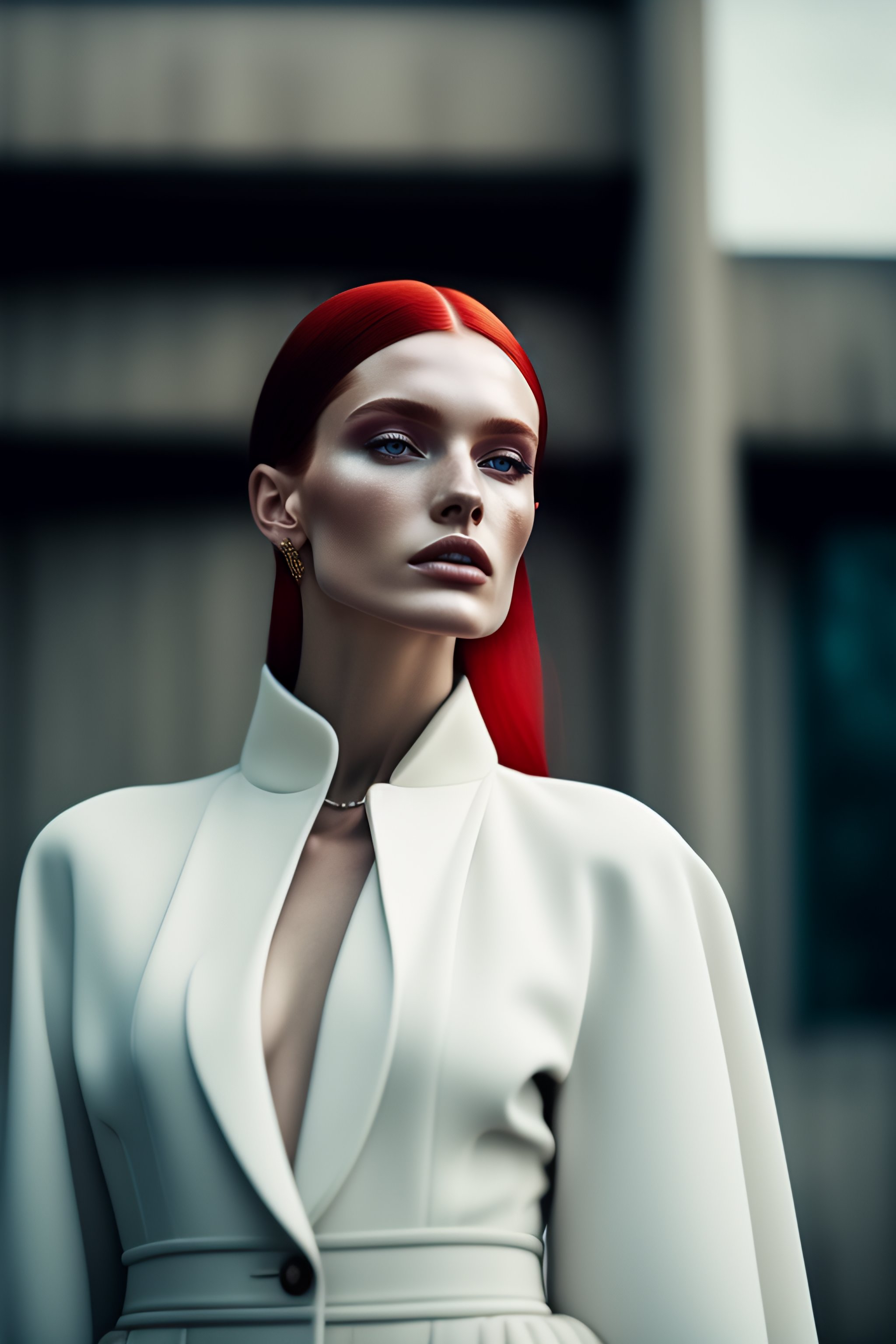 Lexica - Portrait of haute couture beautiful albino fashion model with ...