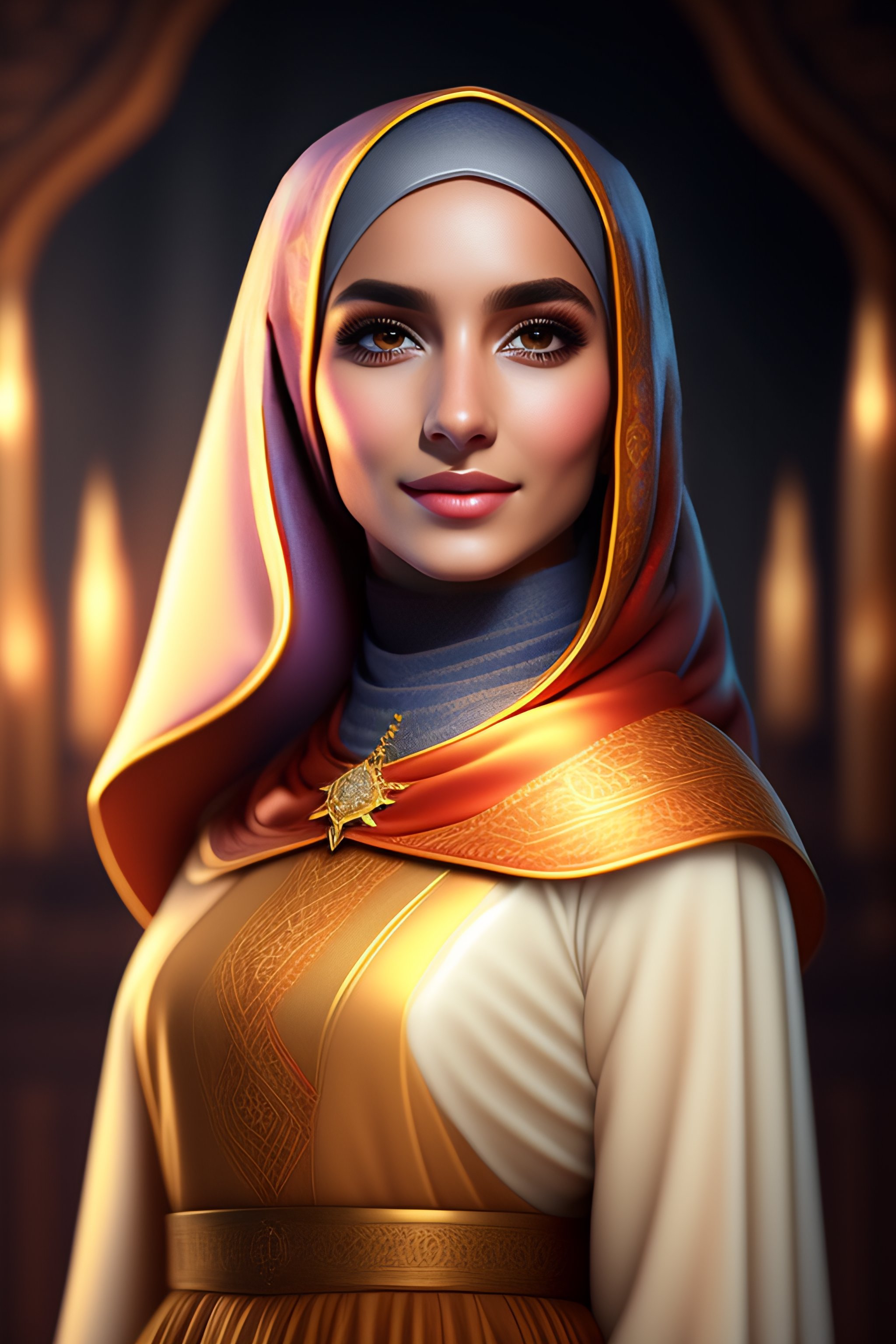 Lexica - Cute hijab girl in medieval light mage clothing, ((seed:657949))