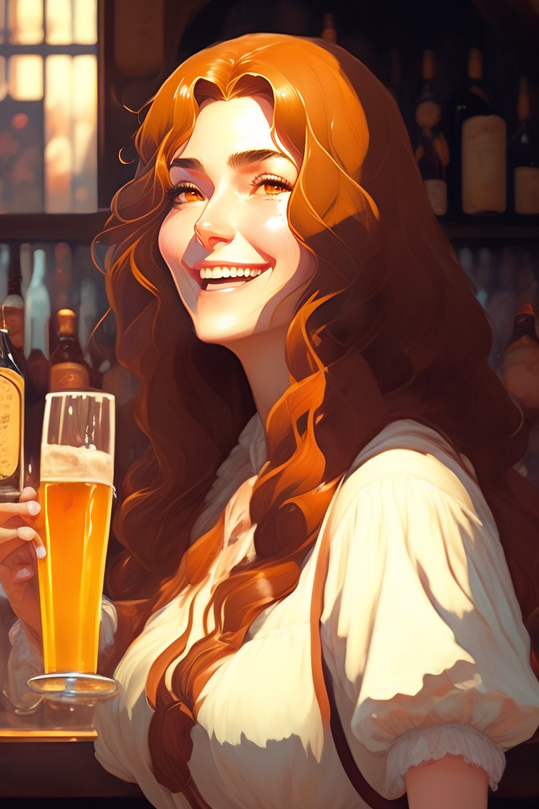 Lexica - Barmaid brunette tavern baroque oil painting rachel weisz ln ...