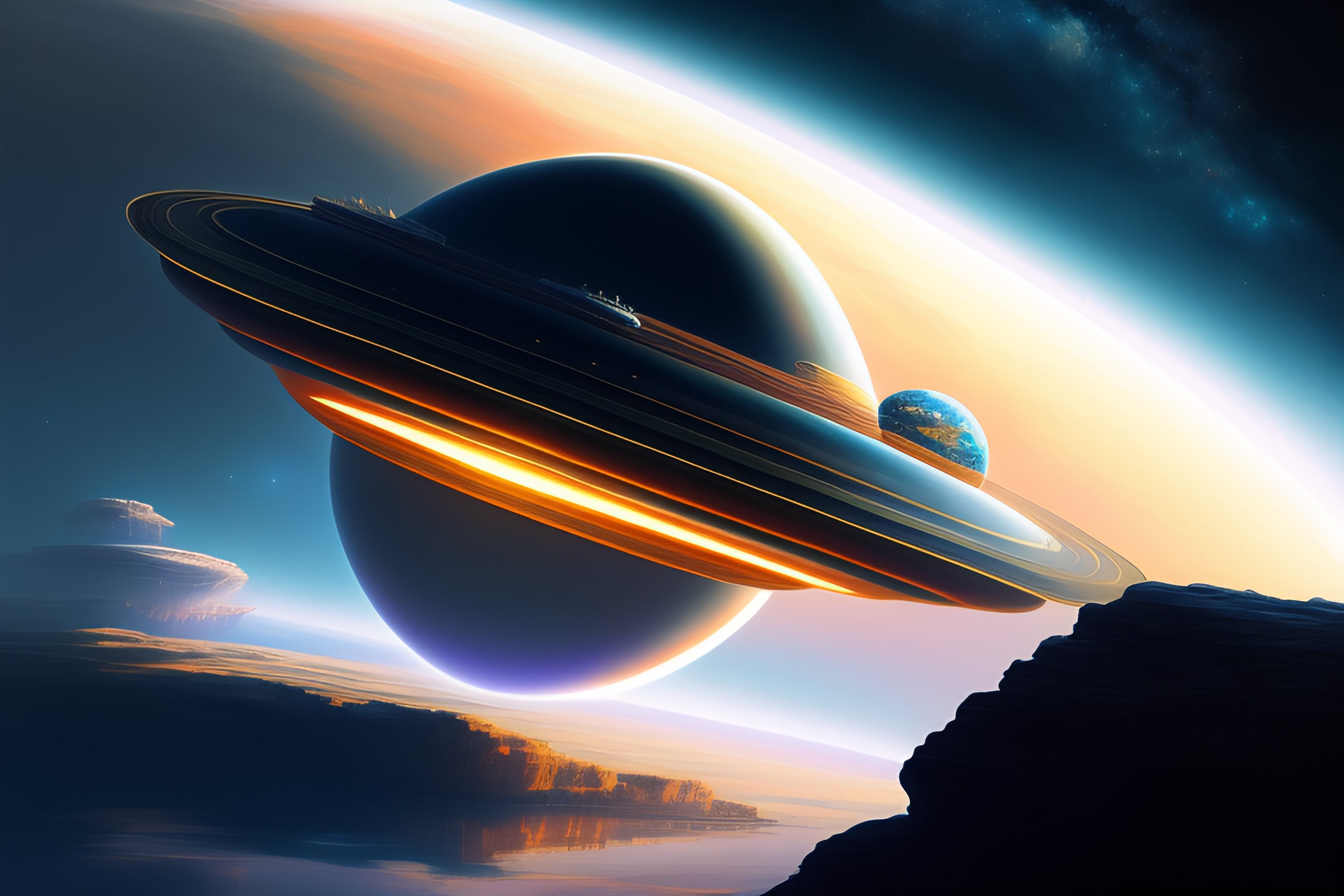 Lexica - Fantasy Sci-Fi art of a megastructure floating in space with ...