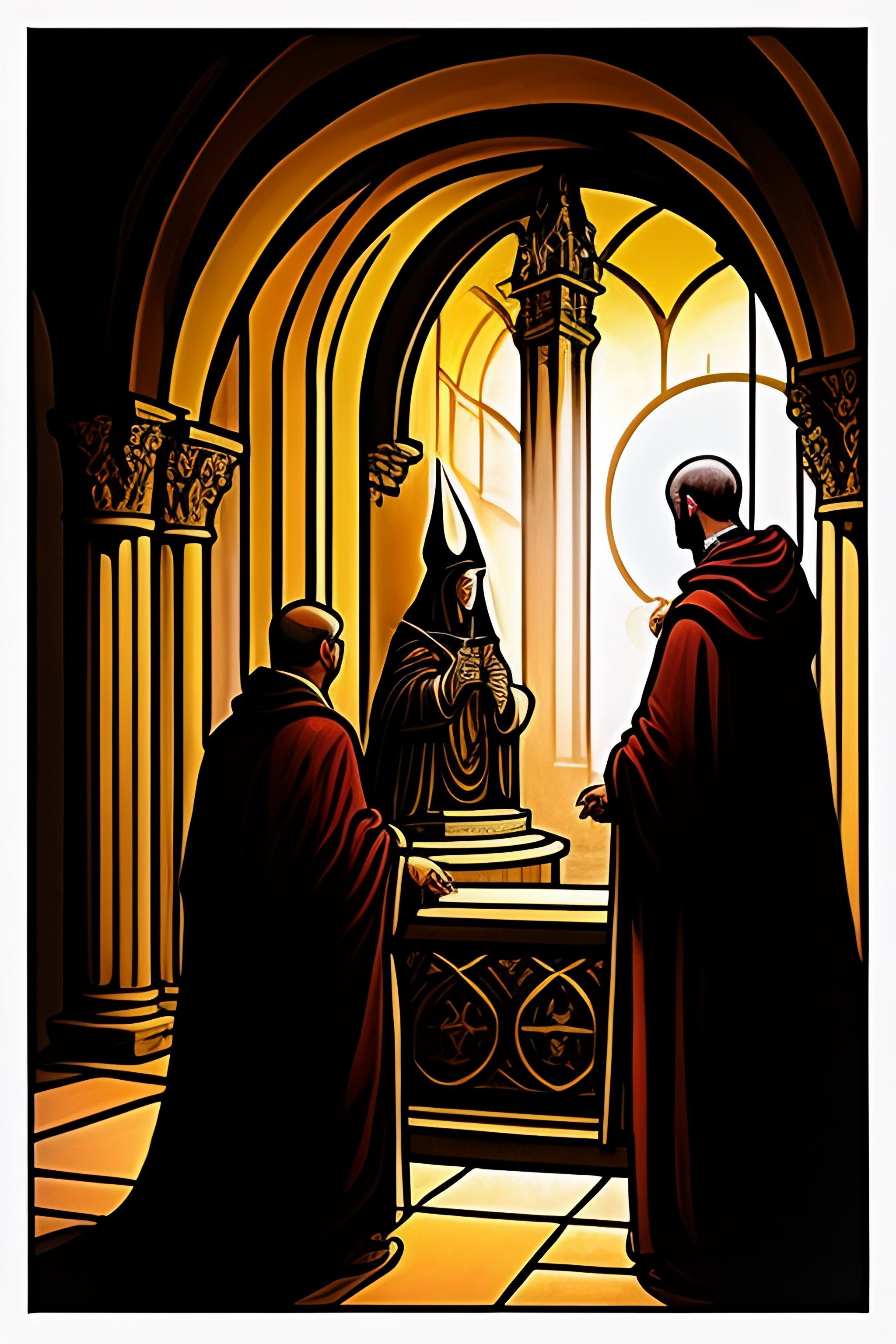 Lexica - Hooded Jesuit monks offering incense to a 2-story tall ...