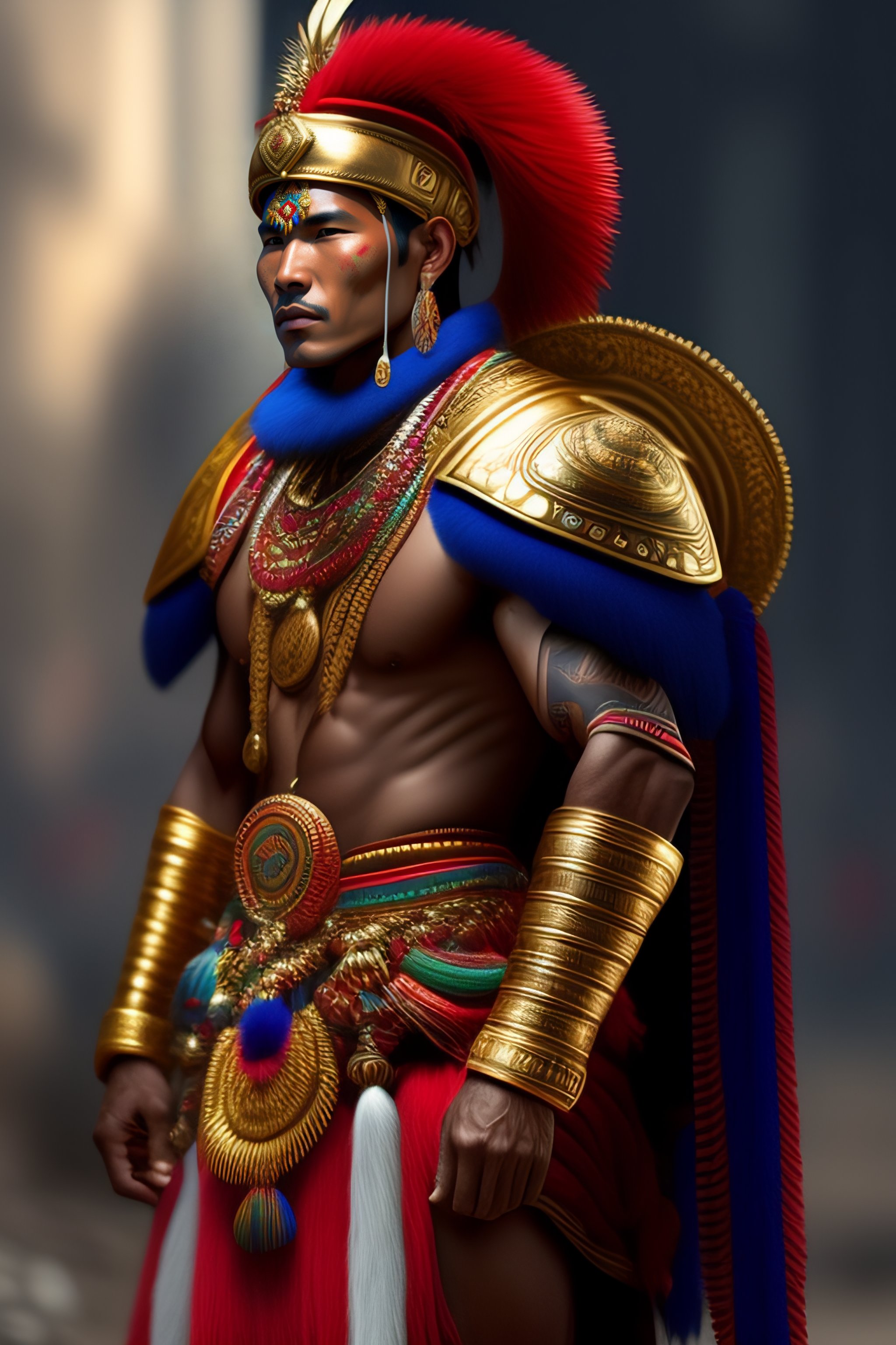 Lexica - Peruvian inka warrior, with gold ornaments, trending on artstation