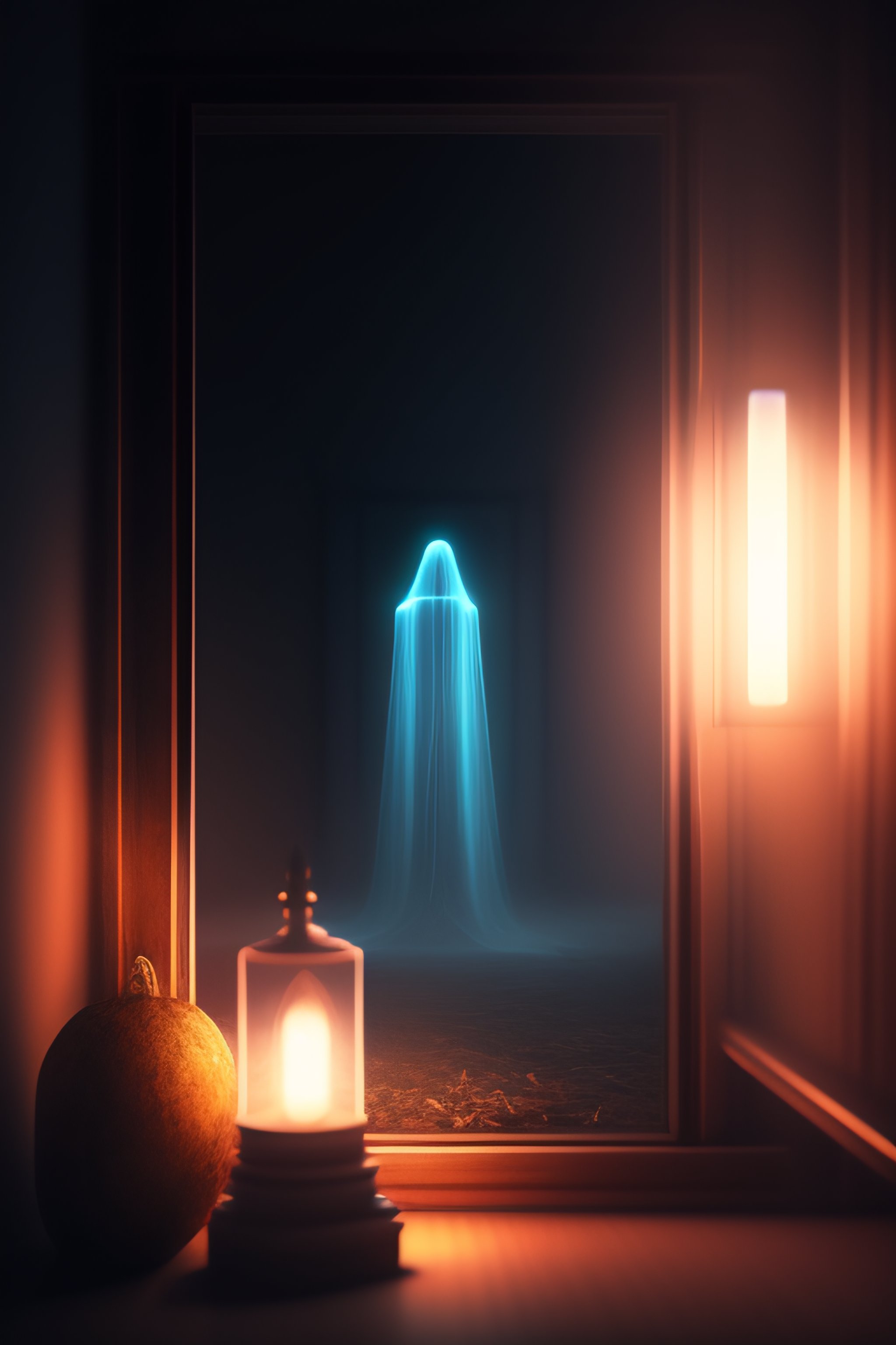 Lexica - A horrific transparent ghostly figure inside a liminal space ...