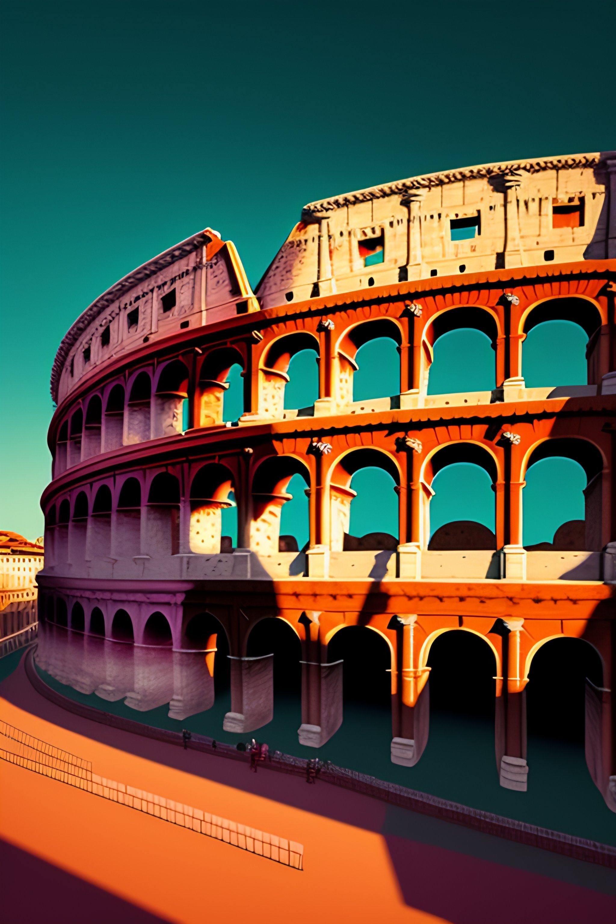 Lexica - Rome coliseum matte lo-fi illustration Miyazaki