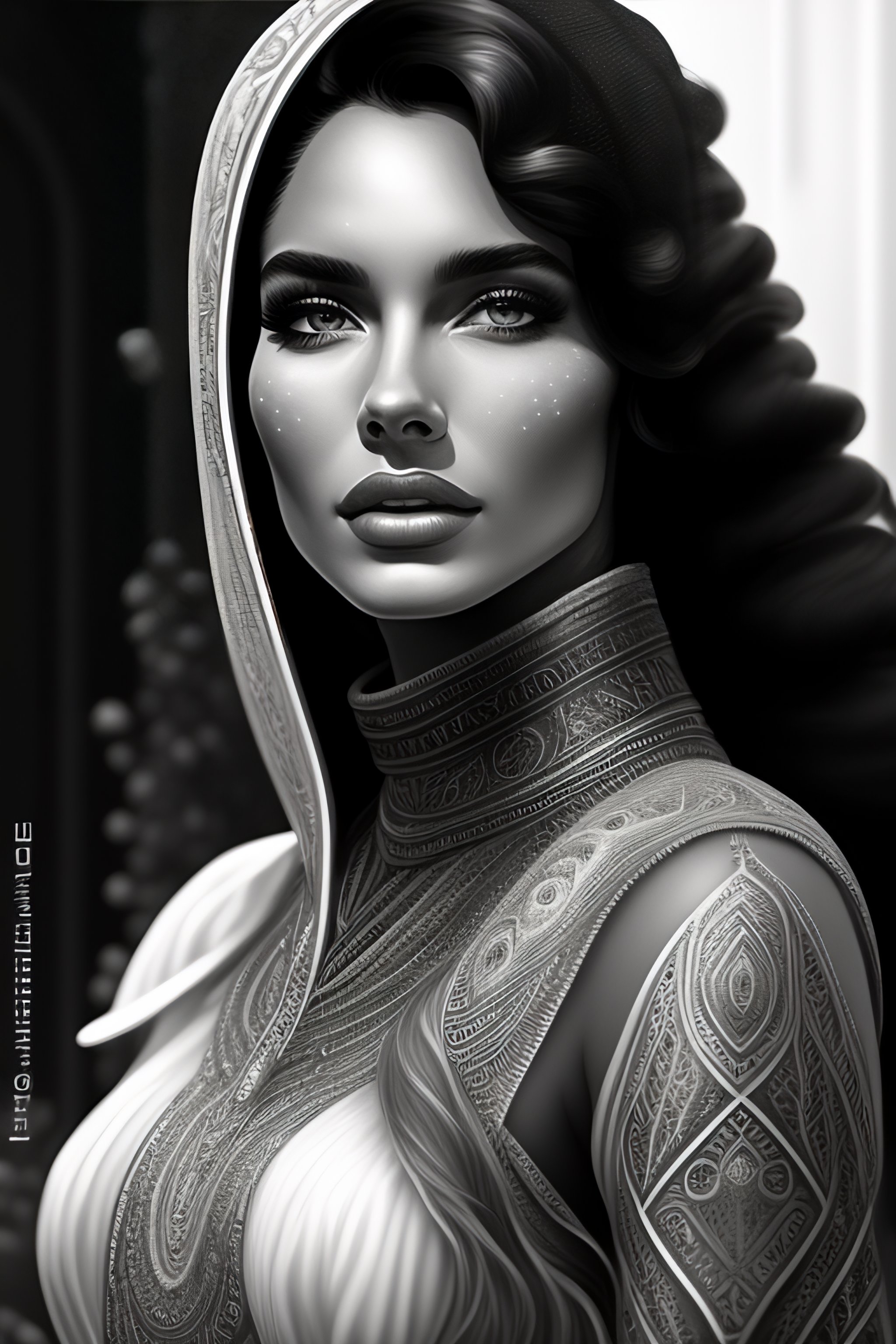 Lexica - Beautiful bohemian young woman, black and white, long gaze,8k ...